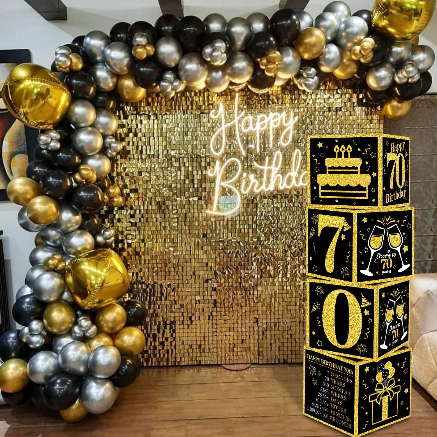MaseiKar 4 Pcs 70th Birthday Decorations Balloon Boxes for Men Women ...