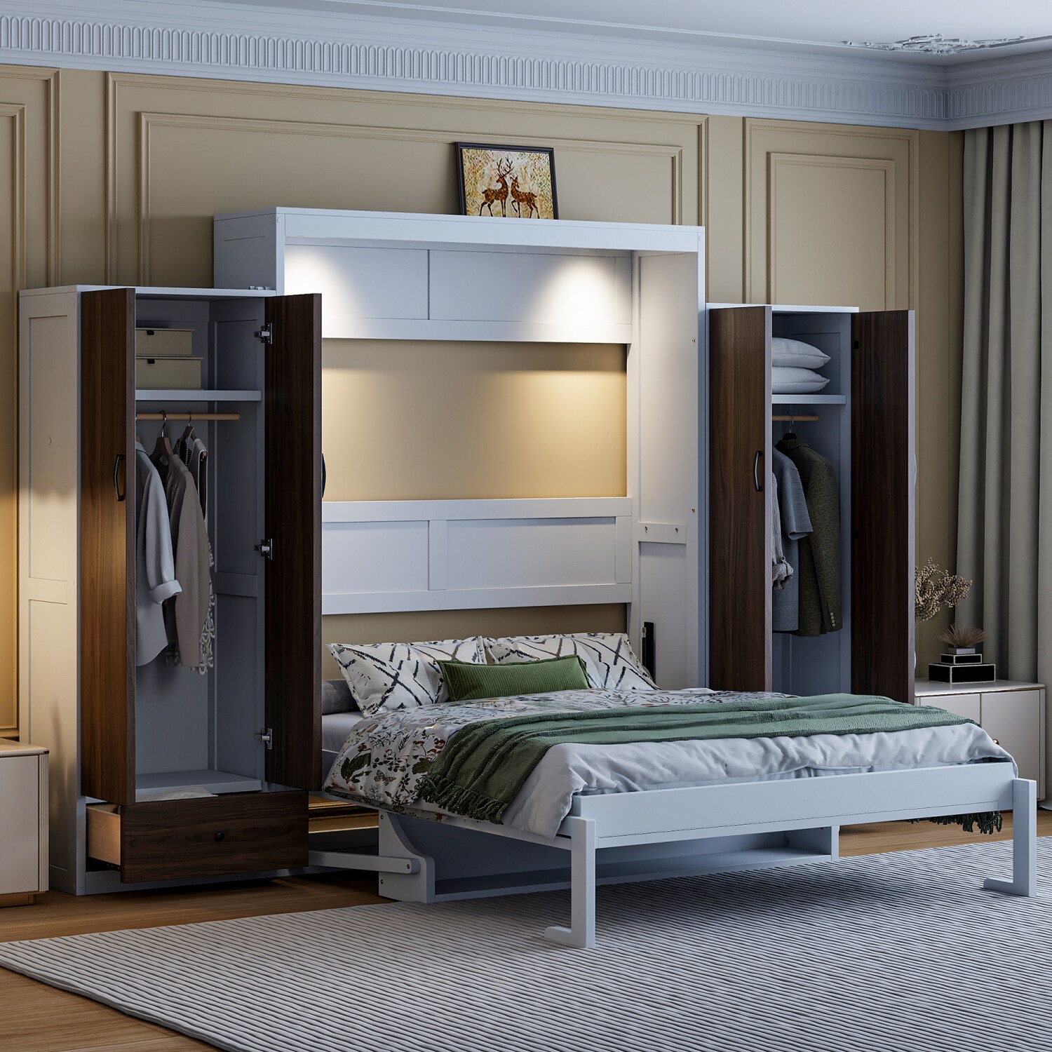 Streamdale Furniture Full Size Murphy Bed Wall Bed with Closet Drawers ...