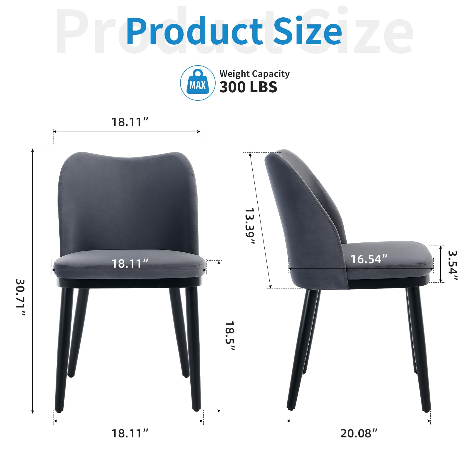 GarveeLife Dining Chairs Set of 4 Upholstered Fabric Dining Room Side ...