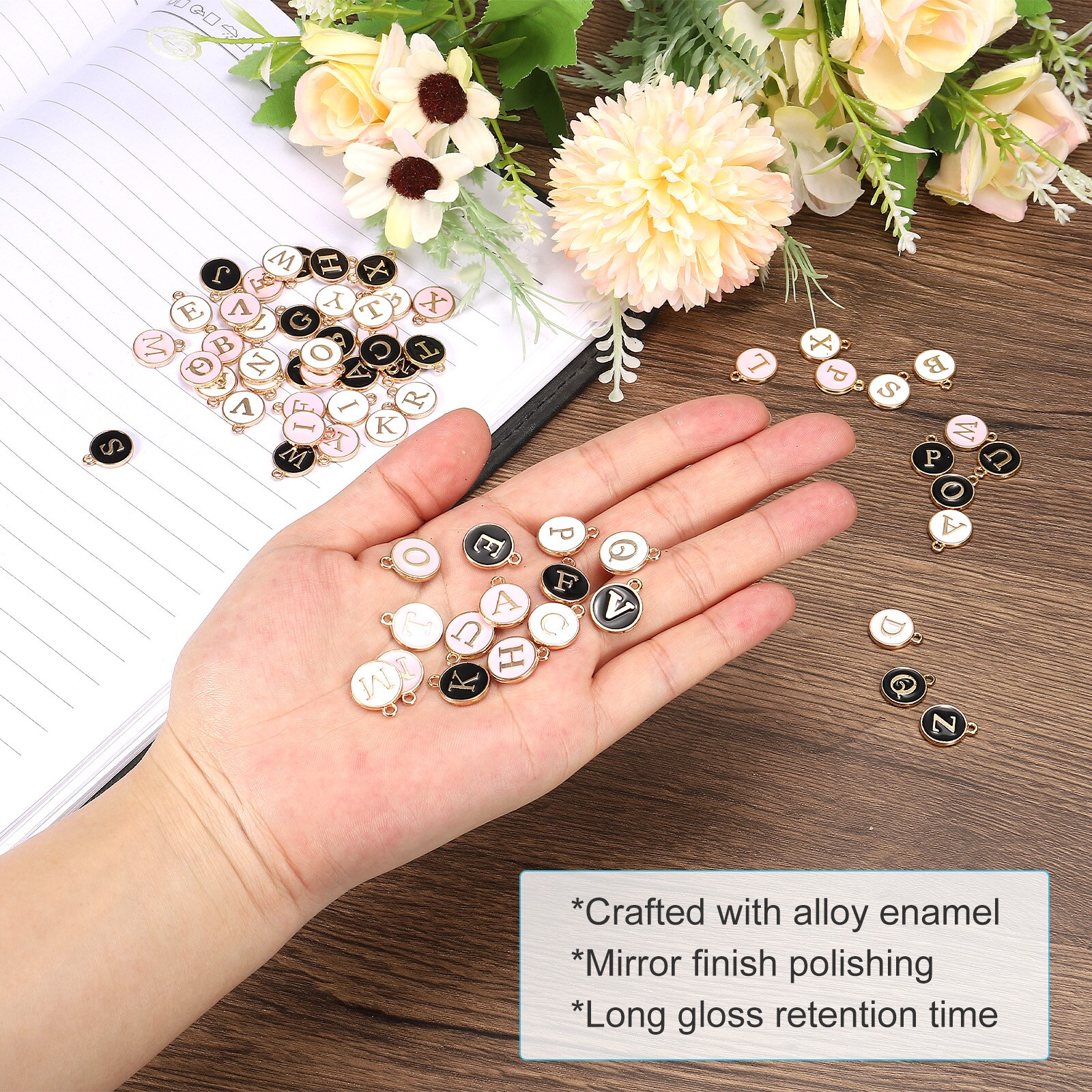 Unique Bargains 50pcs Alphabet E Letter Charm Double Sided Enamel ...