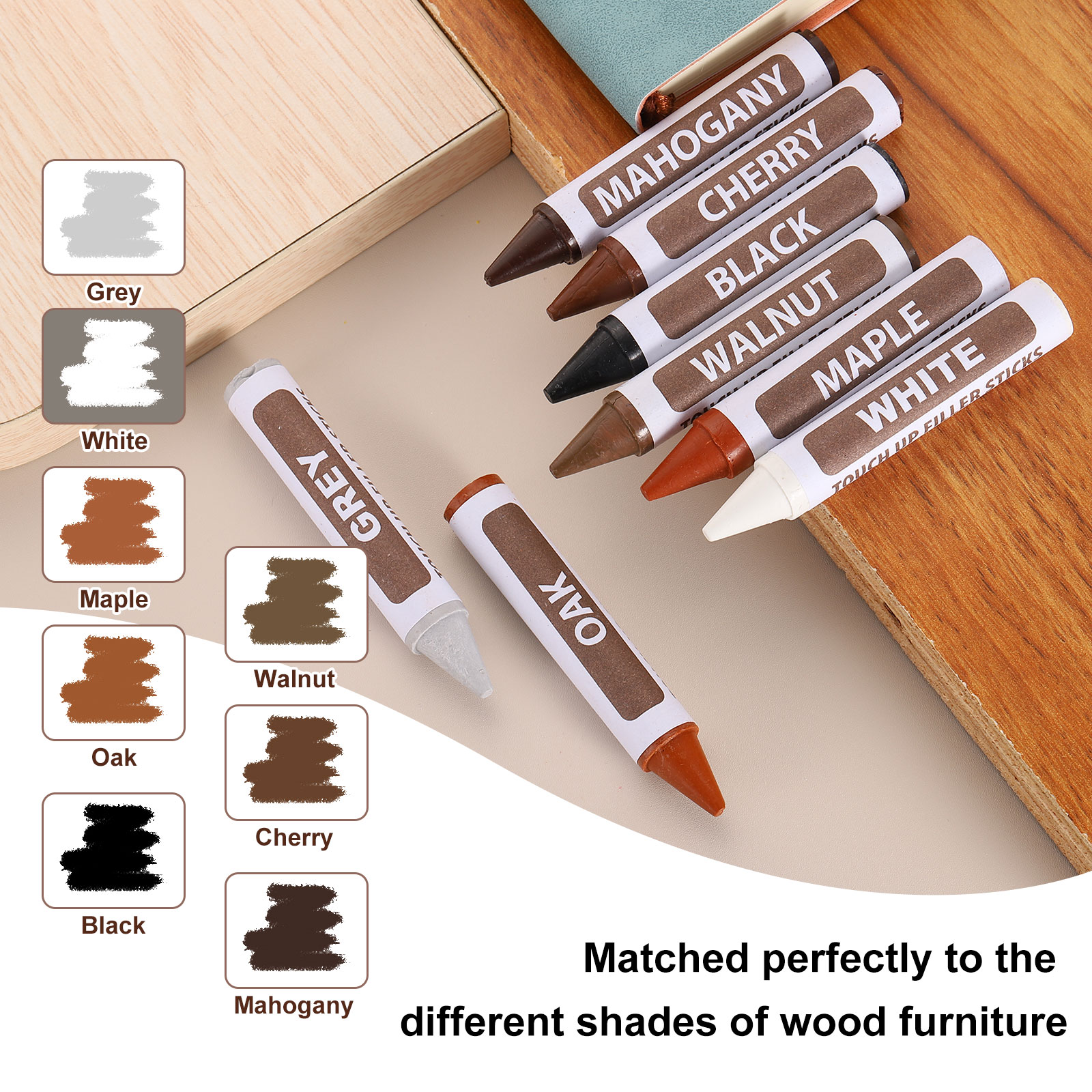 Unique Bargains Furniture Repair Wood Markers 5pcs White Touch Up ...