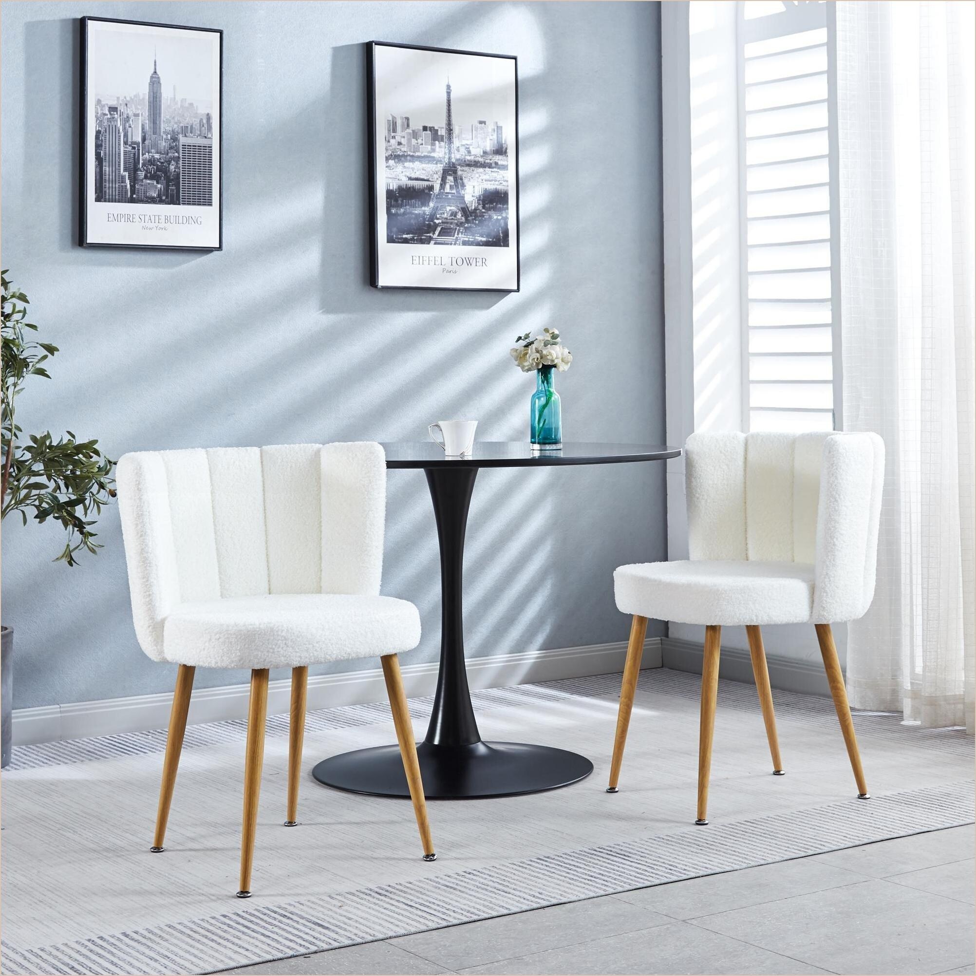 Watnature Set of 2 Ivory Accent Dining Chairs for Adults Comfortable ...