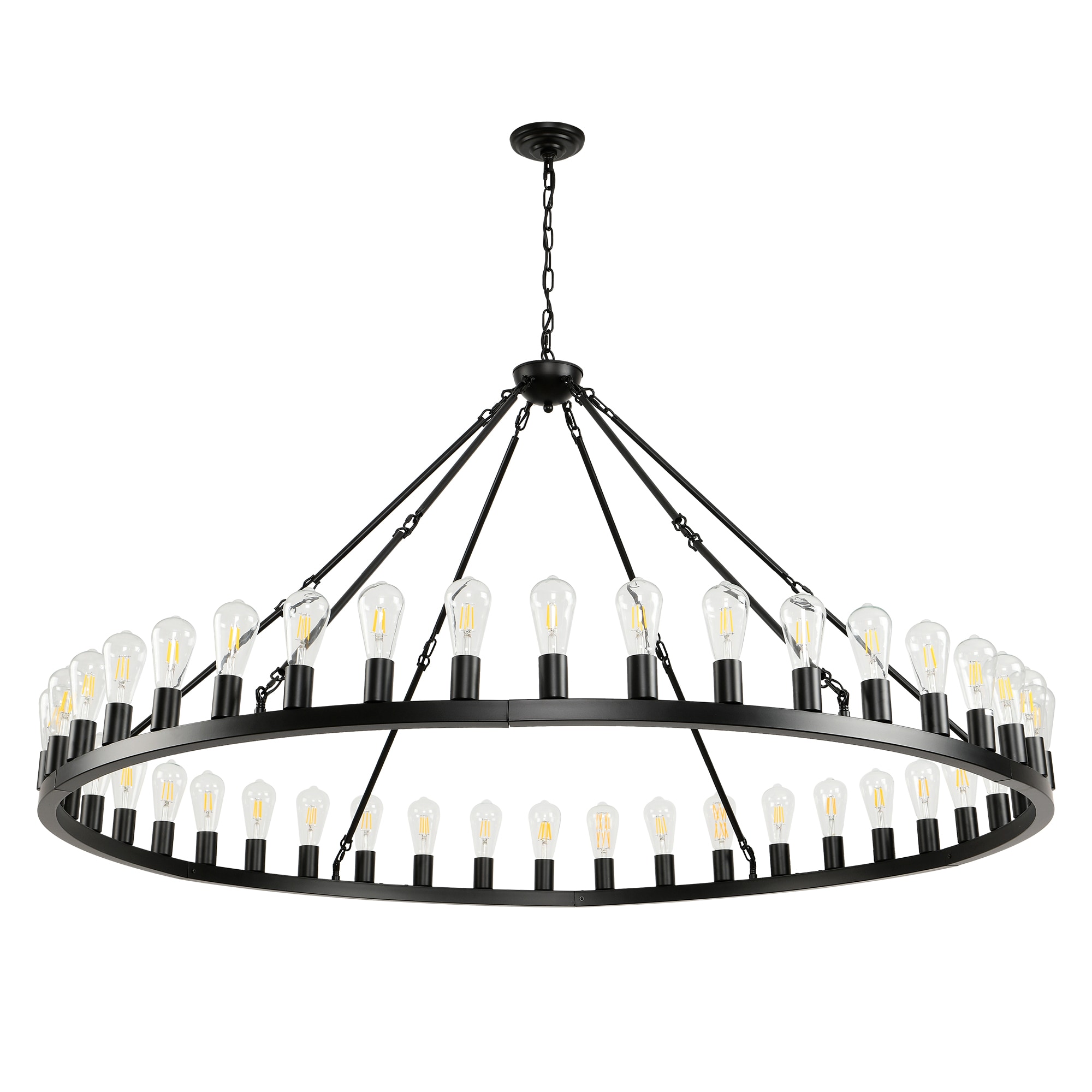 RCCFBHM 64-in Matte Black 42 Light Farmhouse Industrial Extra Large ...