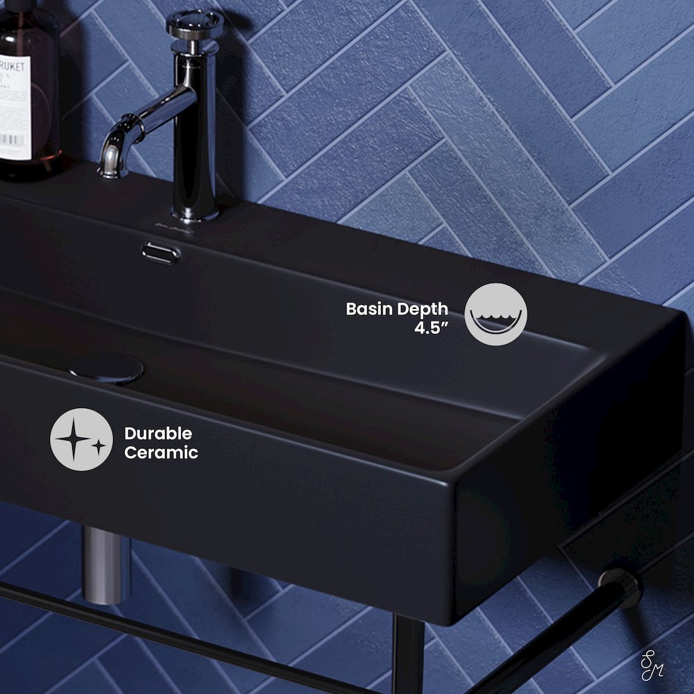 Swiss Madison Claire 40 Ceramic Console Sink Matte Black Basin Black ...