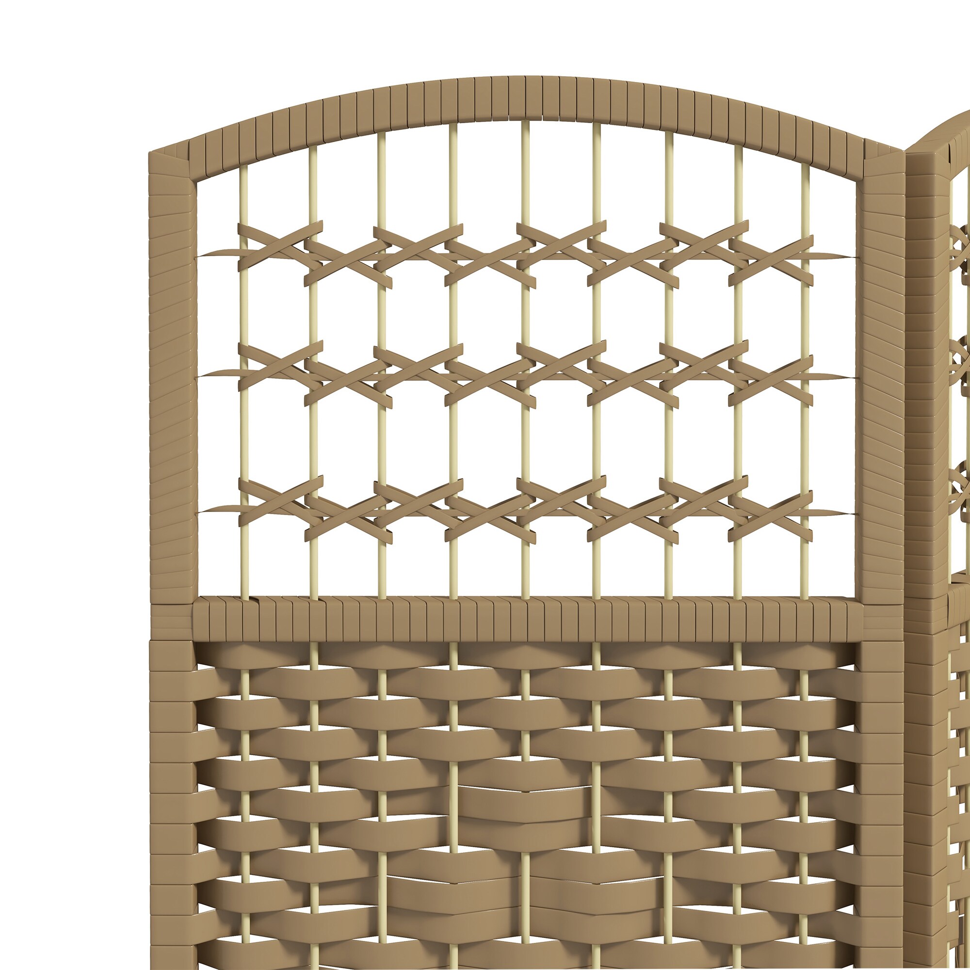Tatayosi Natural 4 Panel Wave Fiber Folding Freestanding Privacy Screen ...