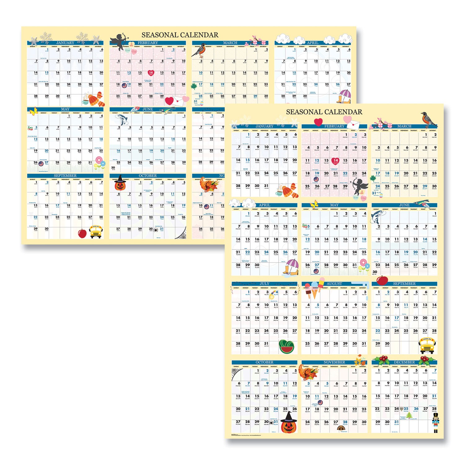 House of Doolittle Recycled Seasonal Laminated Wall Calendar ...
