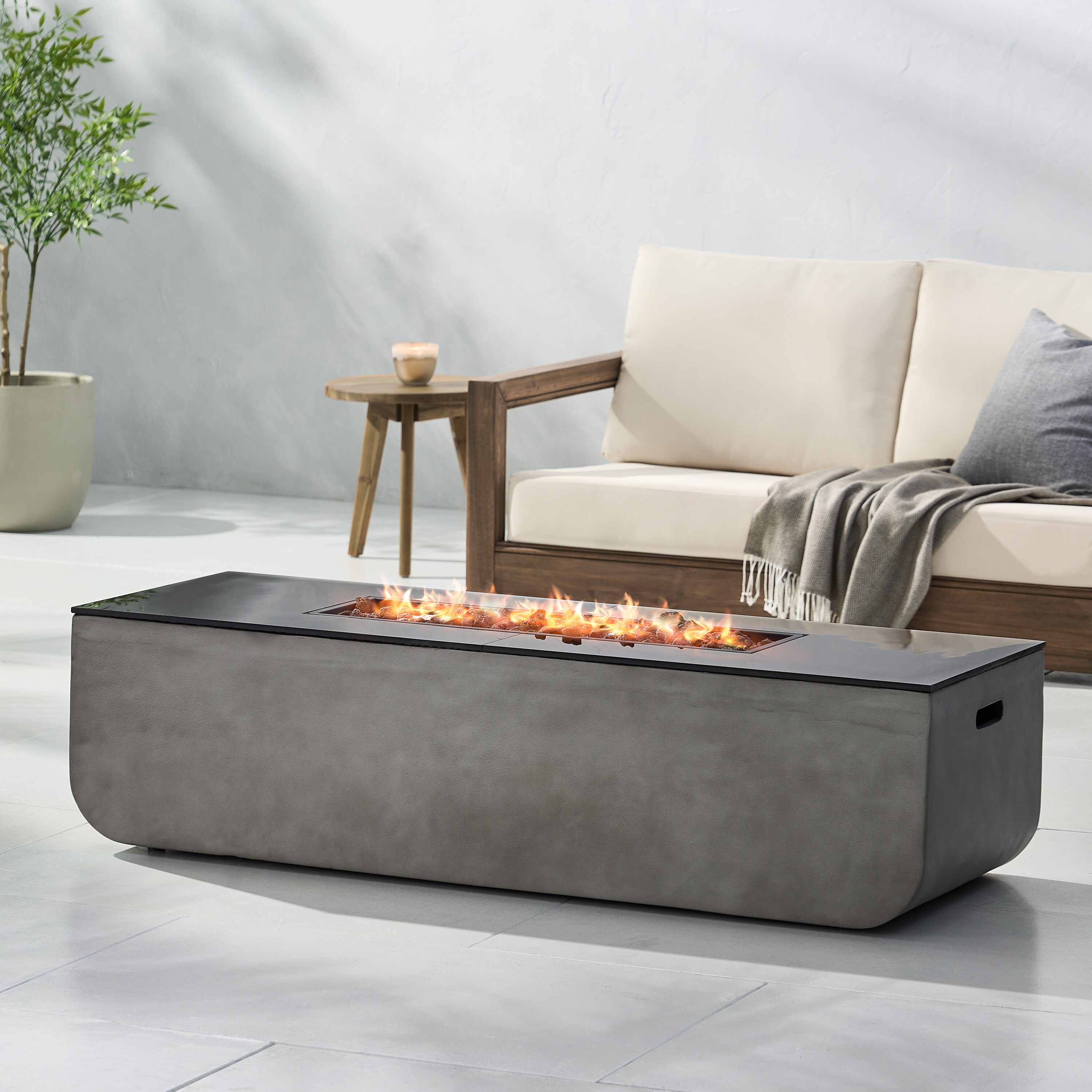 Tatayosi XJ 56 Inch Light Gray and Black Outdoor Magnesium Oxide Patio ...