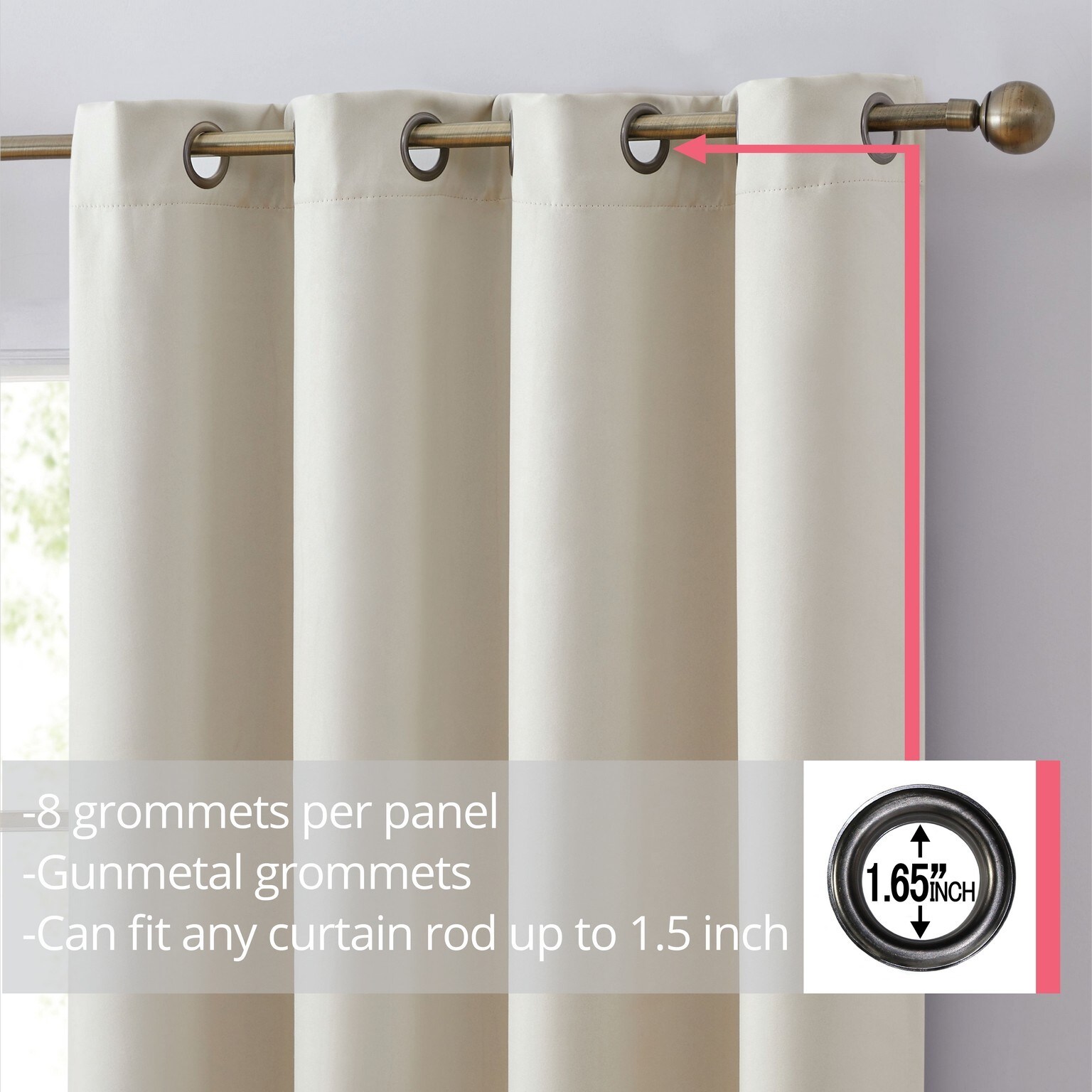 HLC.me Laurence Complete Blackout Grommet Window Curtain Panels Total ...