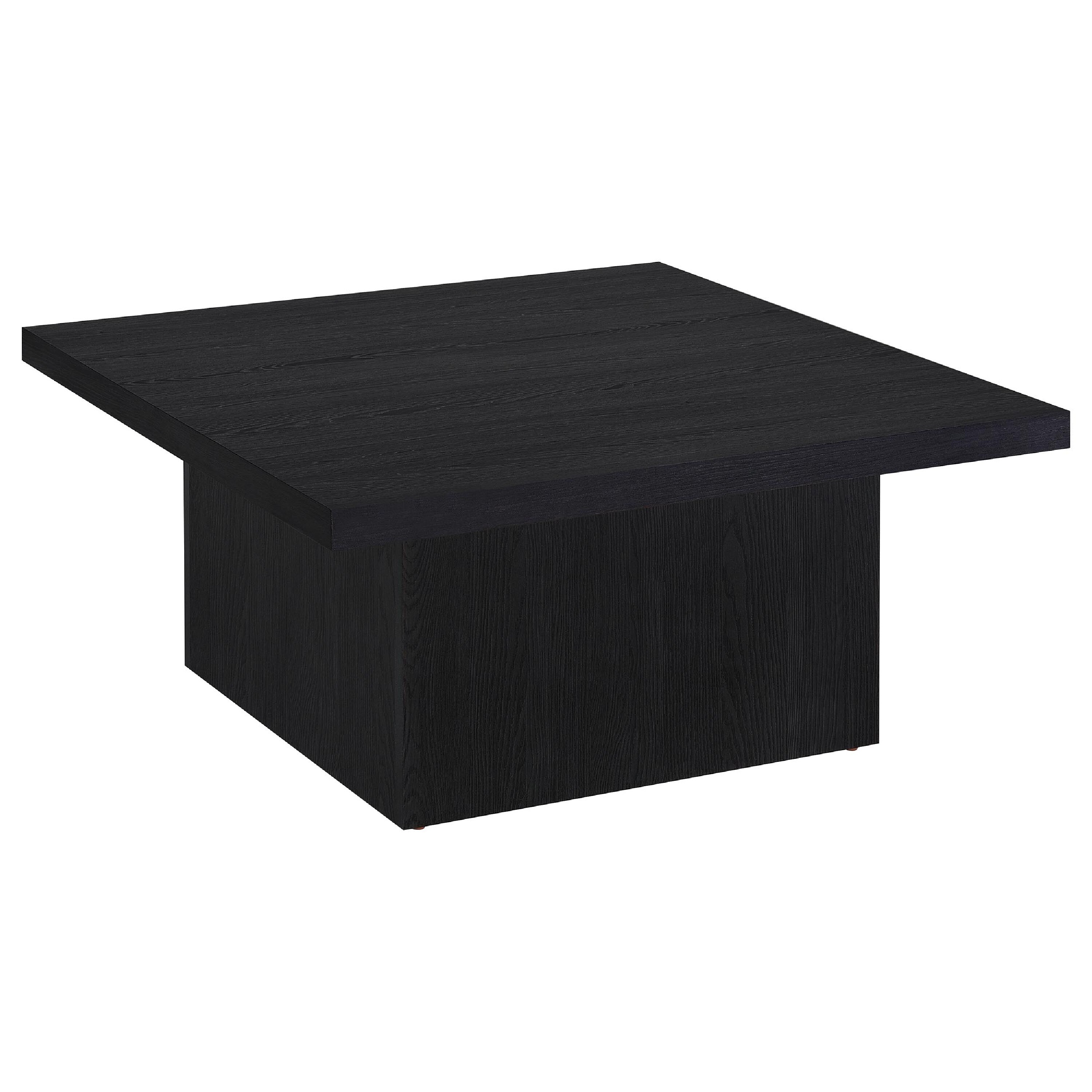 Benzara Darla Square Cocktail Coffee Table Pedestal Base Black Wood 36 ...