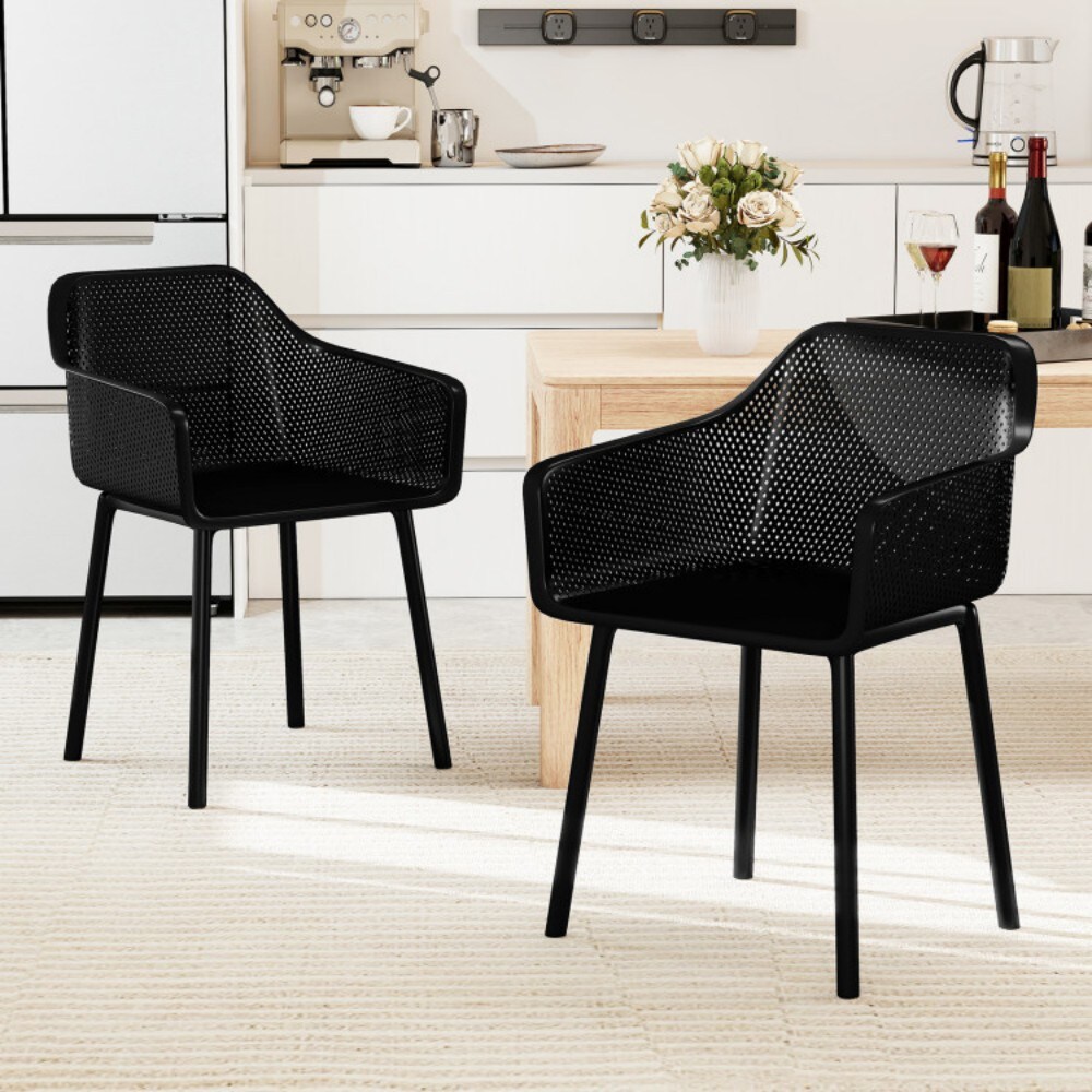 Fenbeli Modern Mesh Dining Chairs with Armrests and Solid Frame for ...