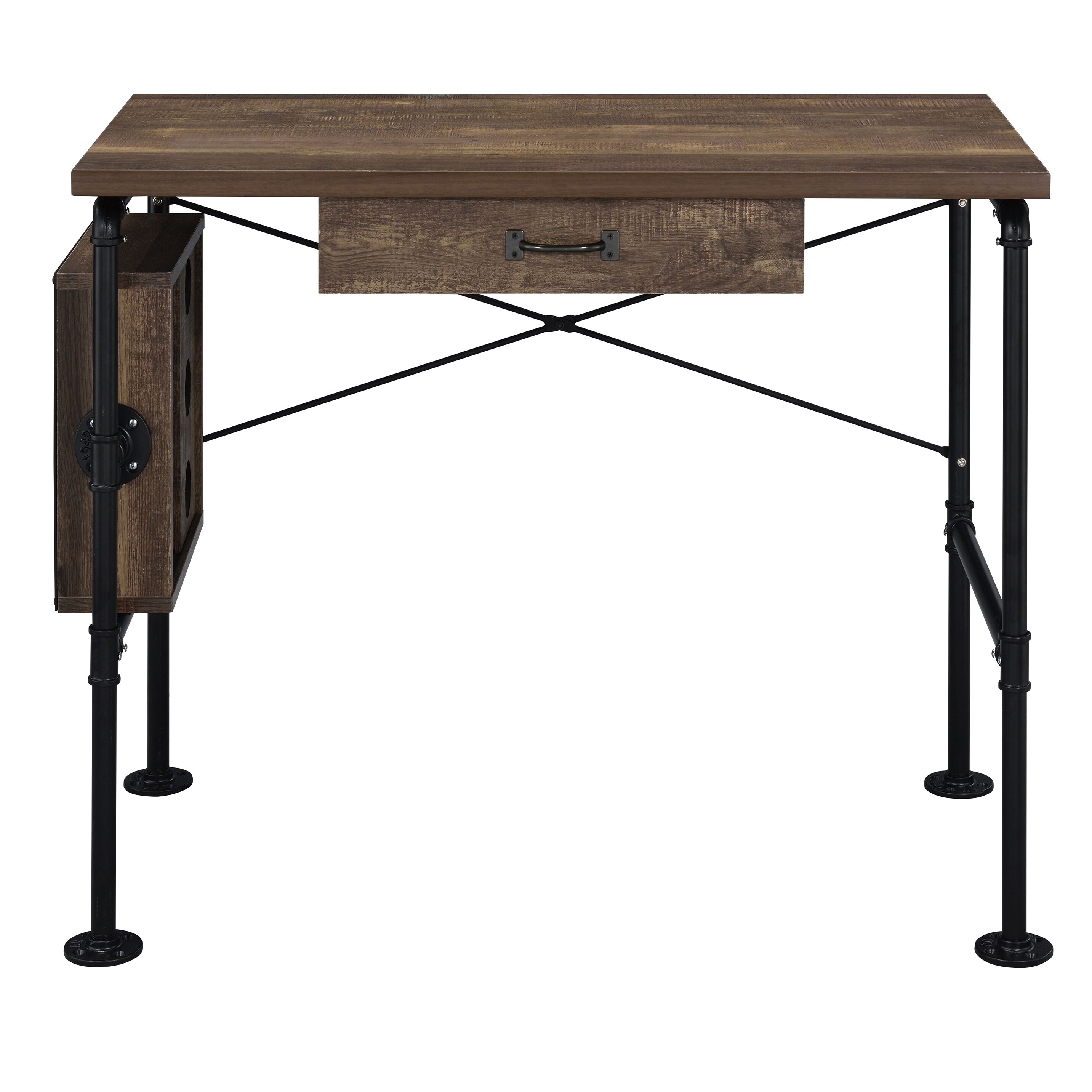 Blisstyle Weathered Oak and Black 1 Drawer Writing Desk Office Desk ...