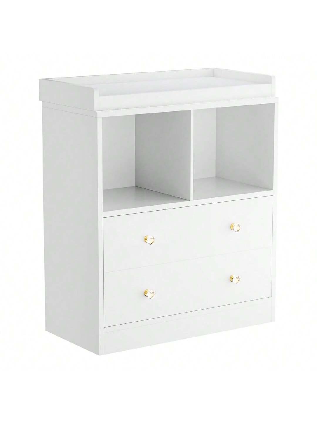 Qeetex Baby Changing Table Changing Tablewith Pad 2 Drawers And 2 Open ...