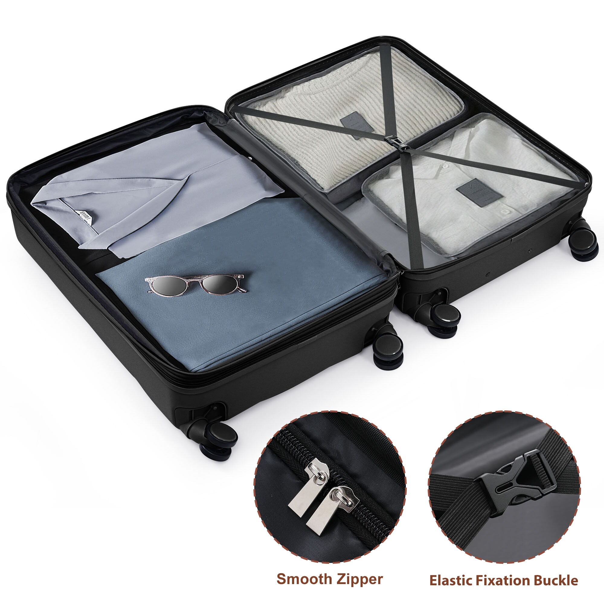 ModernLuxe Luggage Set of 3 Airline Certified Carryon Luggage with Cup ...