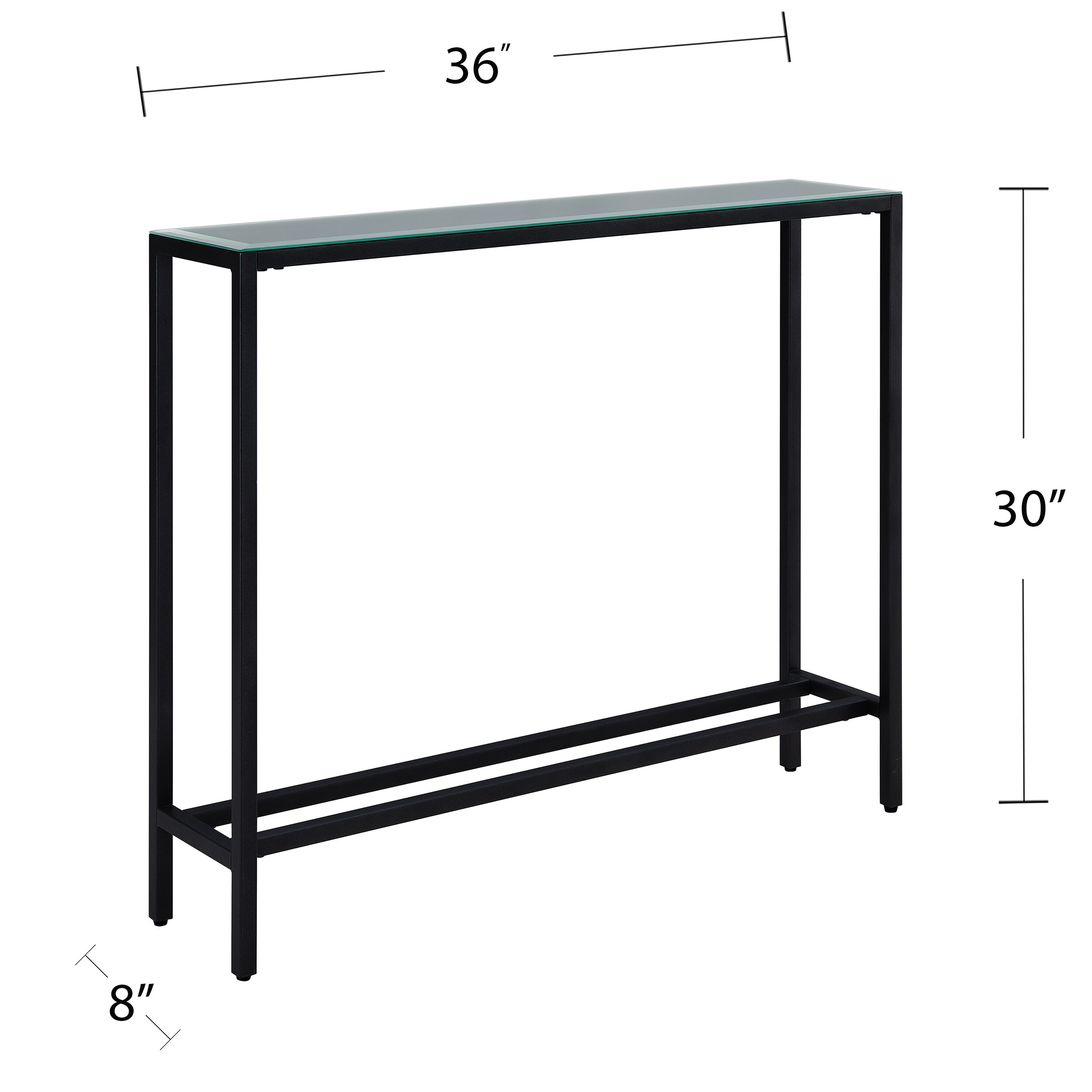 LUXEYARD Darrin Narrow Mini Console Table w Mirrored Top Black in the ...
