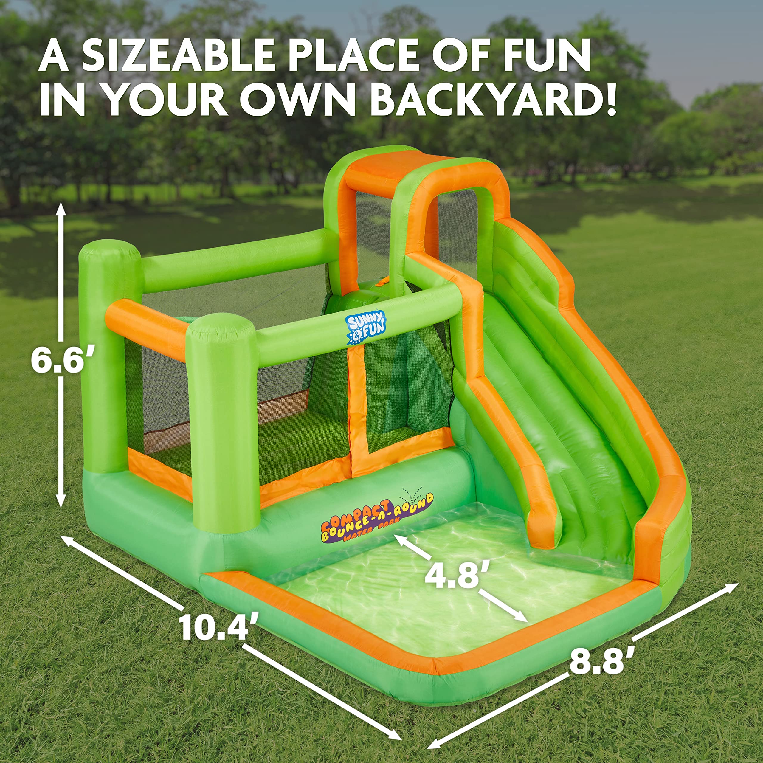 Sunny & Fun Big Time Bounce-A-Round Inflatable Water Slide Park with ...