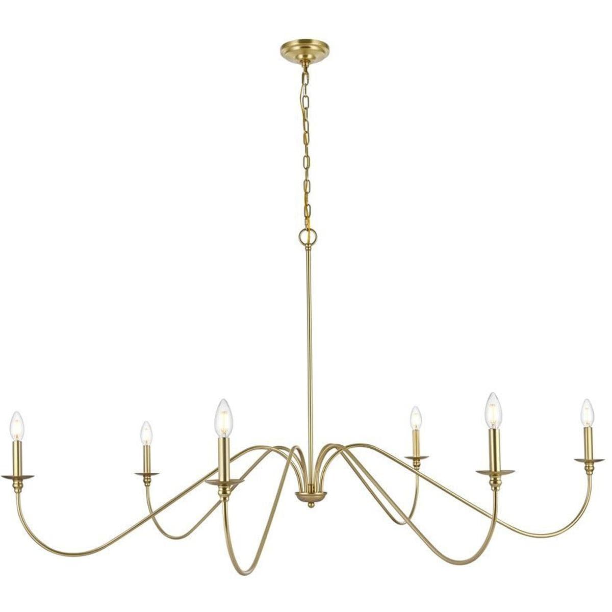 Elegant Lighting Living District LD5056D60BR Rohan 6 Light 60 inch ...