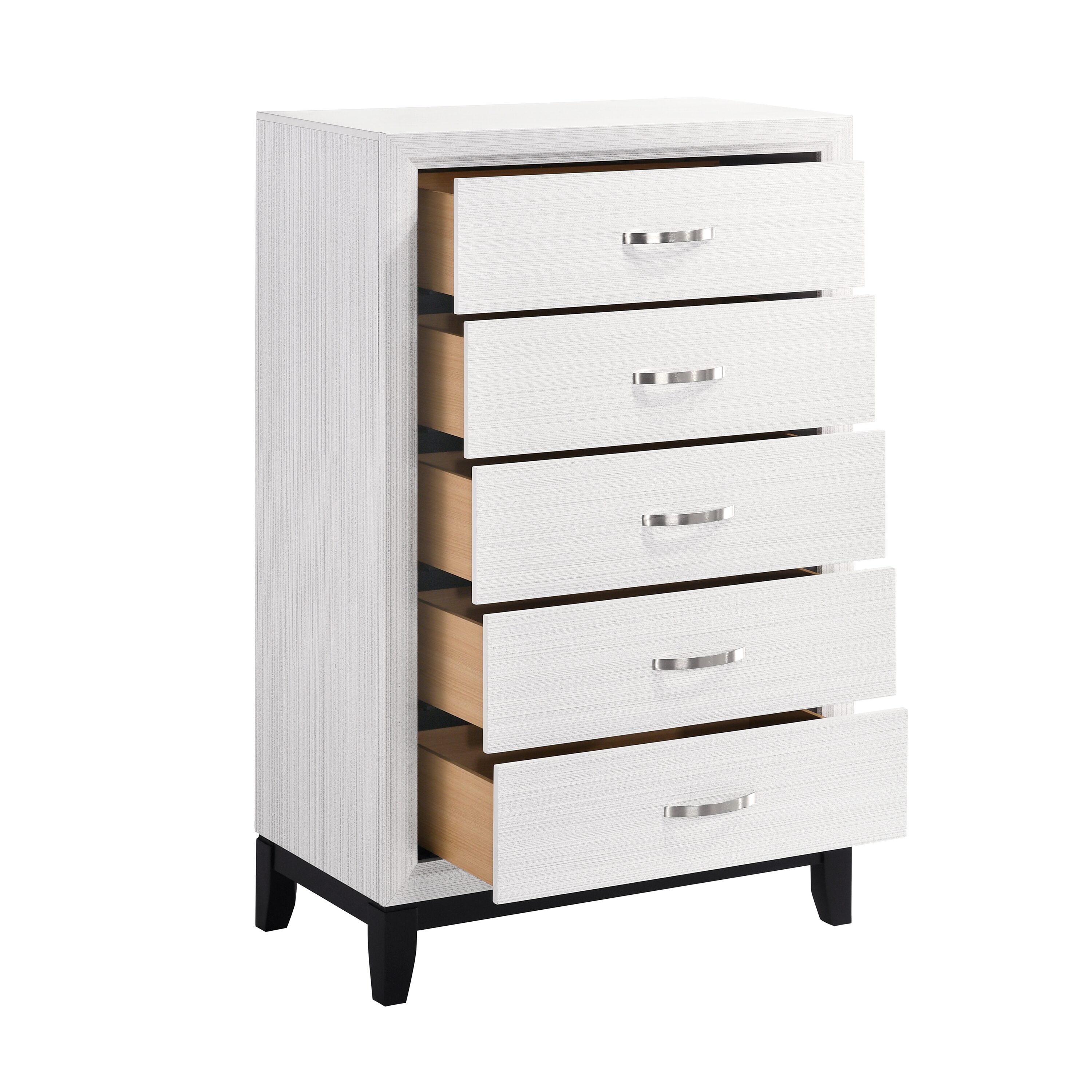 LUXEYARD Modern Contemporary White Finish Storage Chest of 5x Drawers ...
