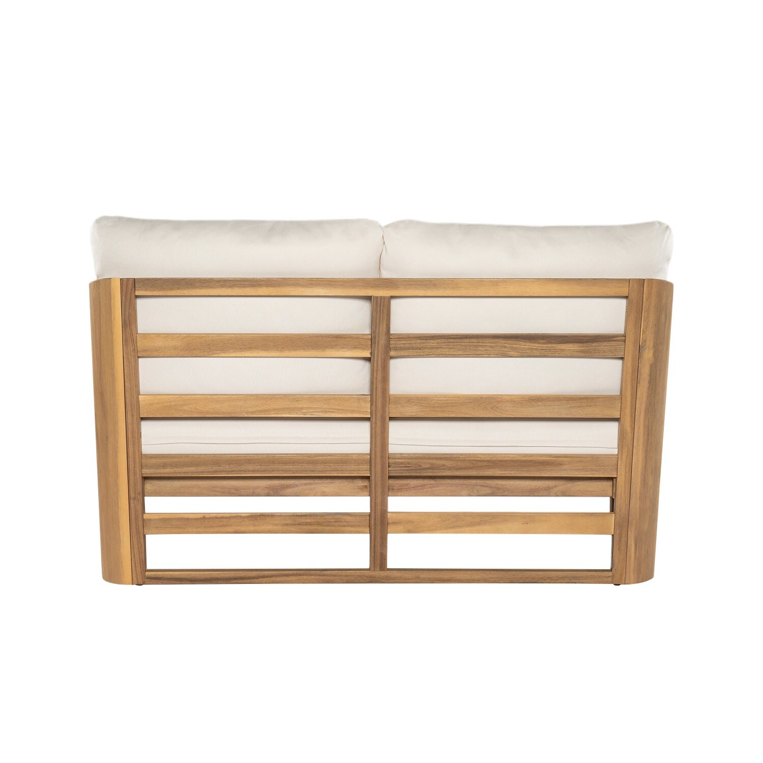 Afoxsos Acacia Wood Loveseat and Coffee Table Set Teak Finish Beige ...