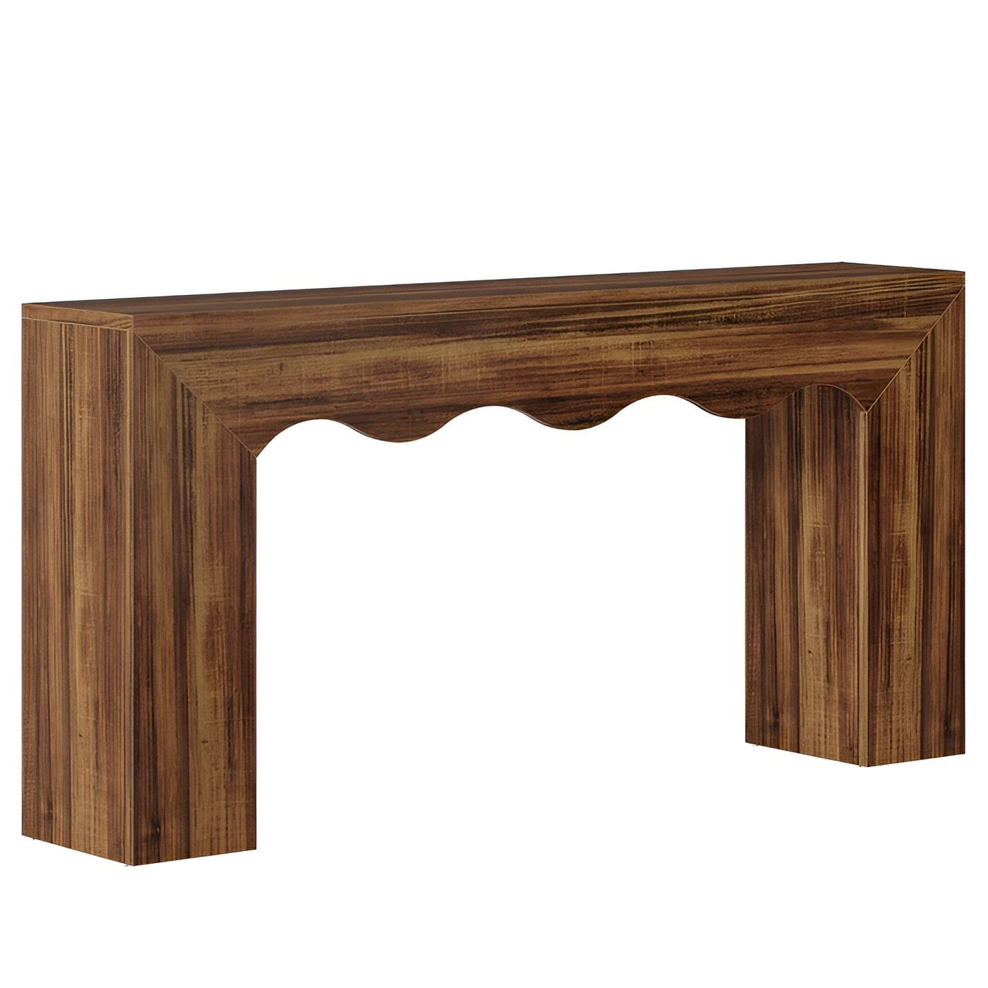 Slickblue Wavy Edge Design Rectangular Engineered Wood Console Table ...