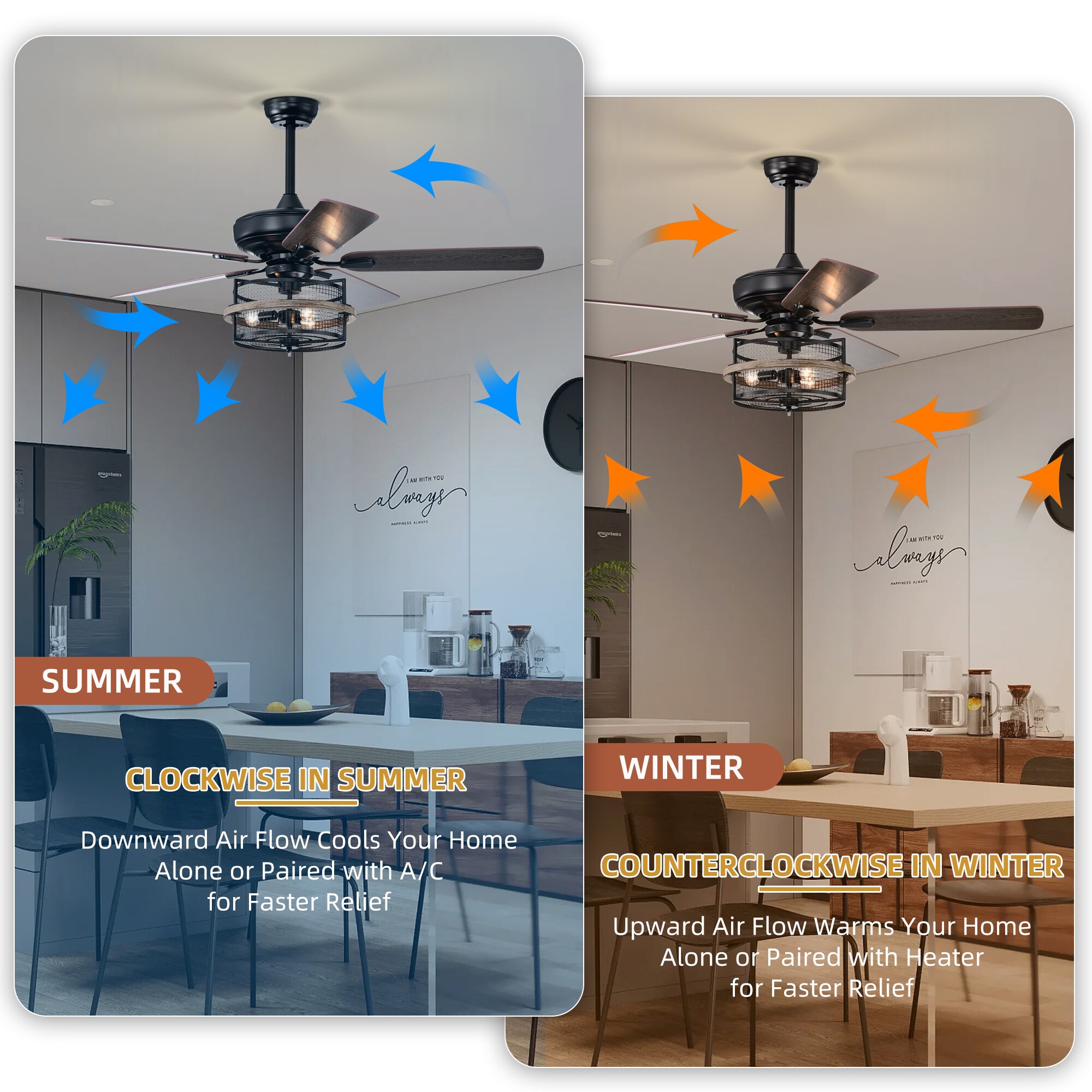 Fun Orange 52-in Black Indoor Downrod or Flush Mount Chandelier Ceiling ...