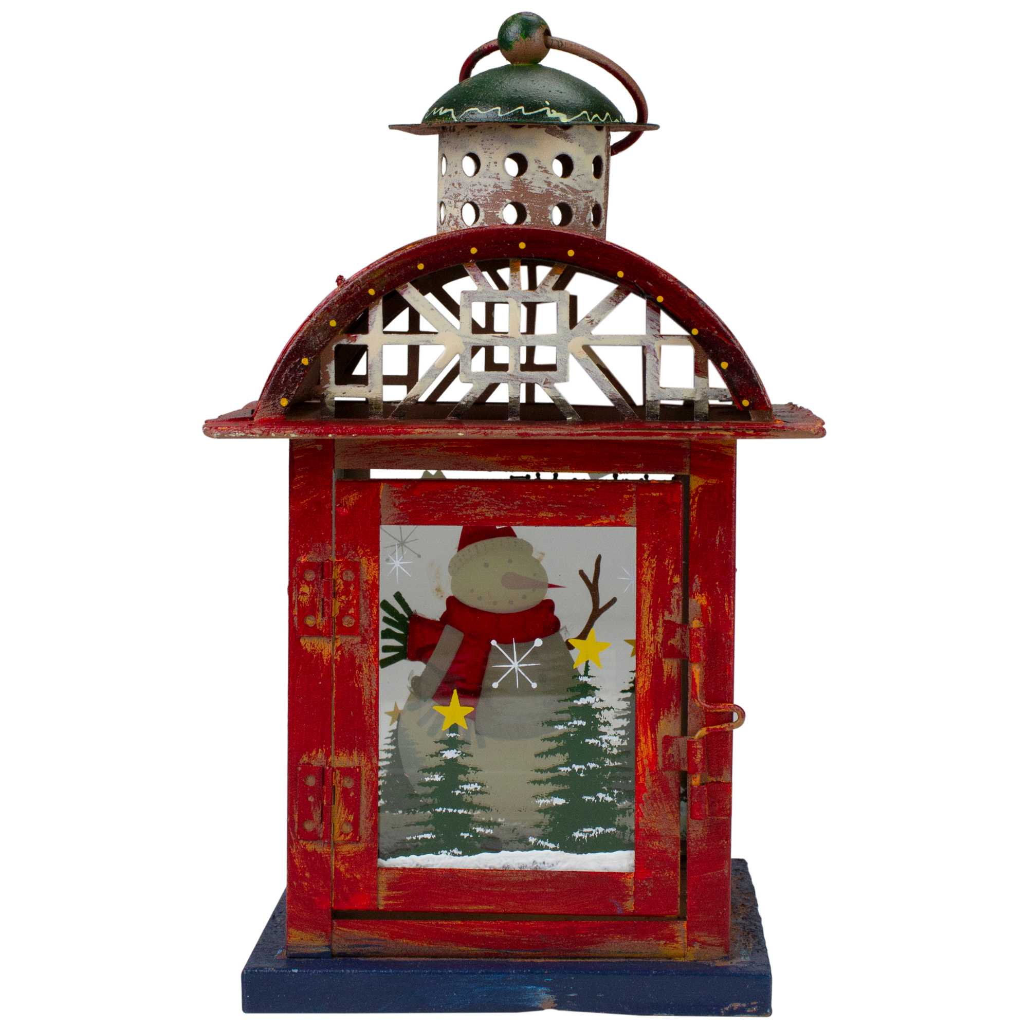 Northlight Red White and Gray Snowman WELCOME Christmas Lantern 9.75 ...