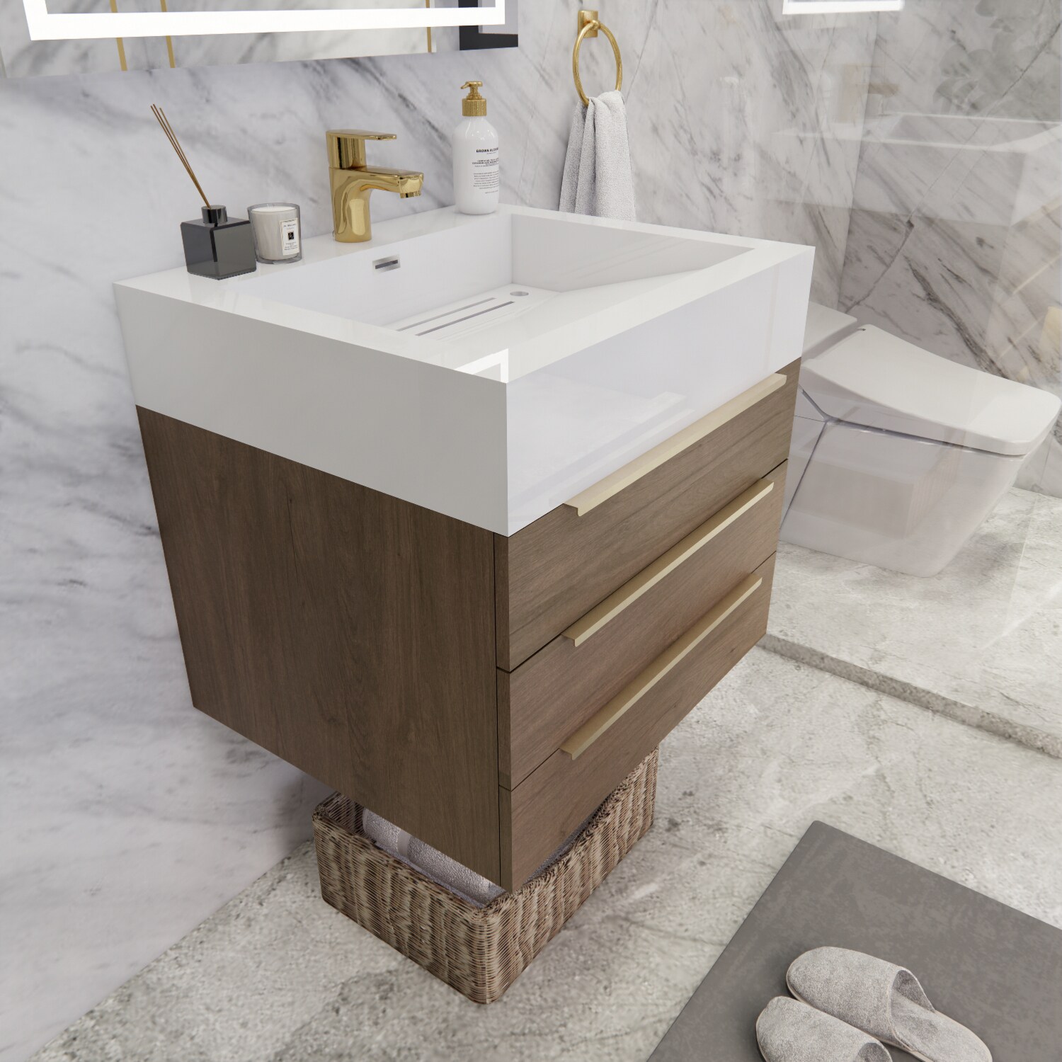 BV Better Vanity Bethany 24-in Light Oak Single Sink Floating Bathroom ...