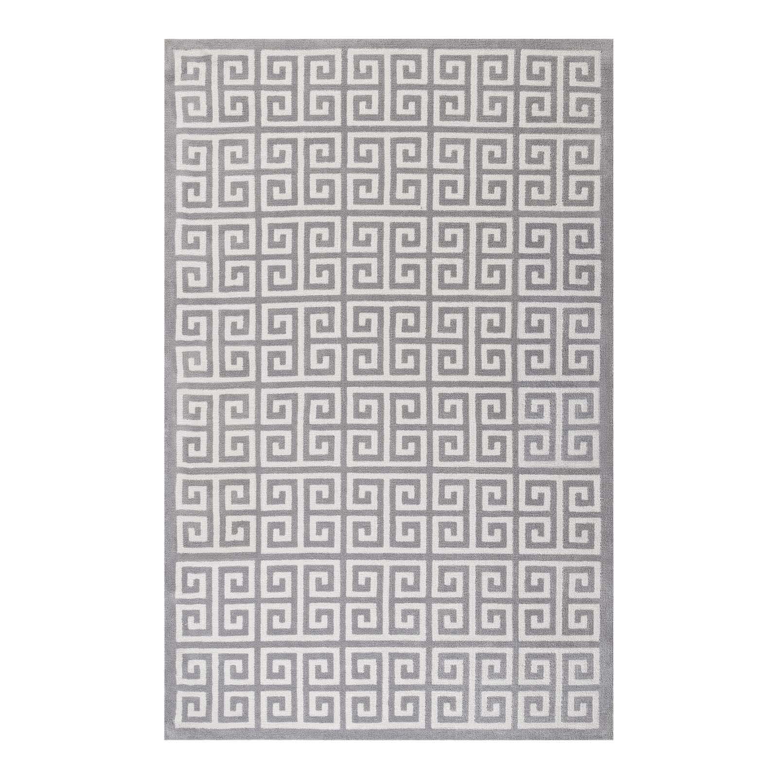 Modway Freydis Greek Key 8x10 Area Rug in White and Light Gray in the ...