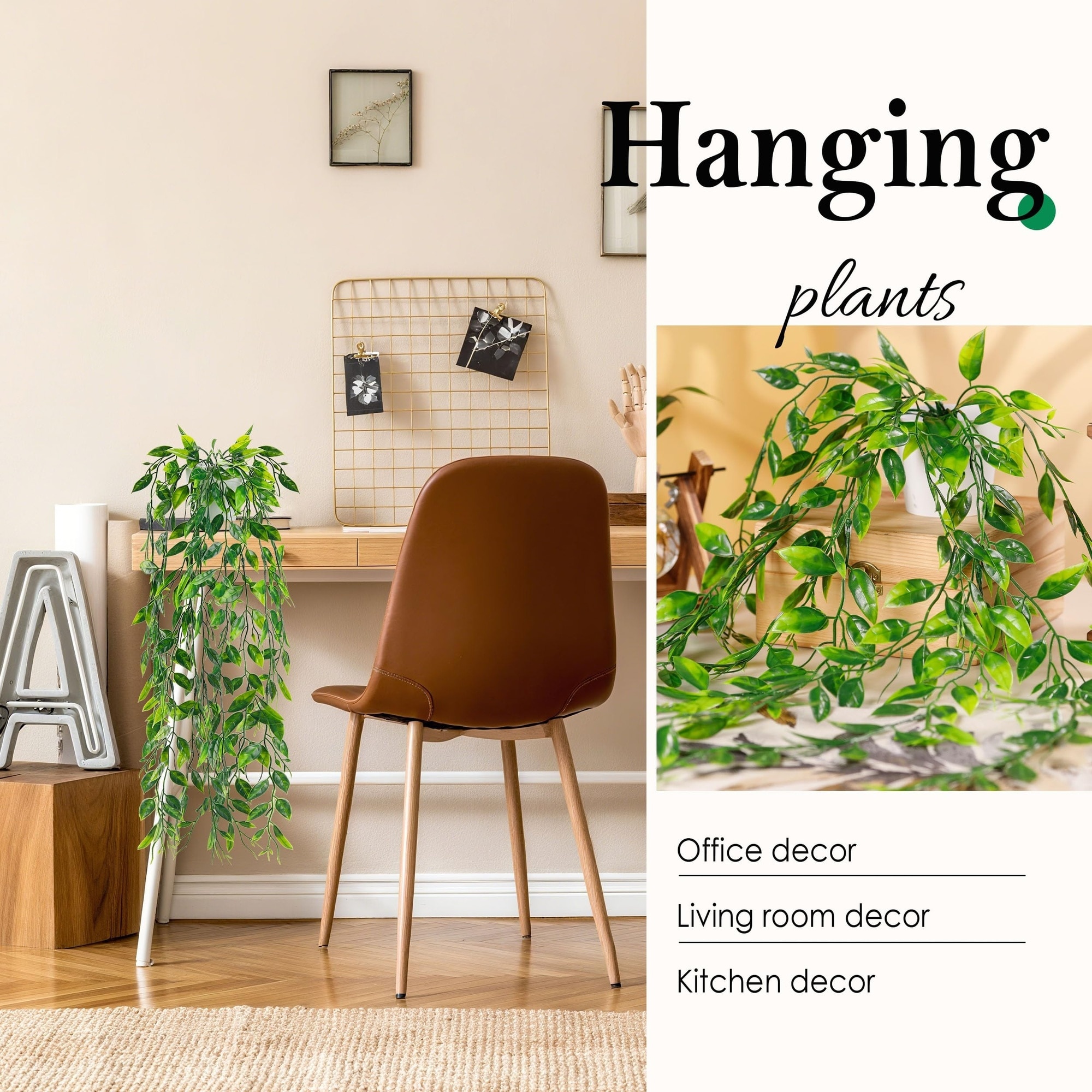 Phewnyzo 8 pcs artificial hanging plants with white pots faux ...