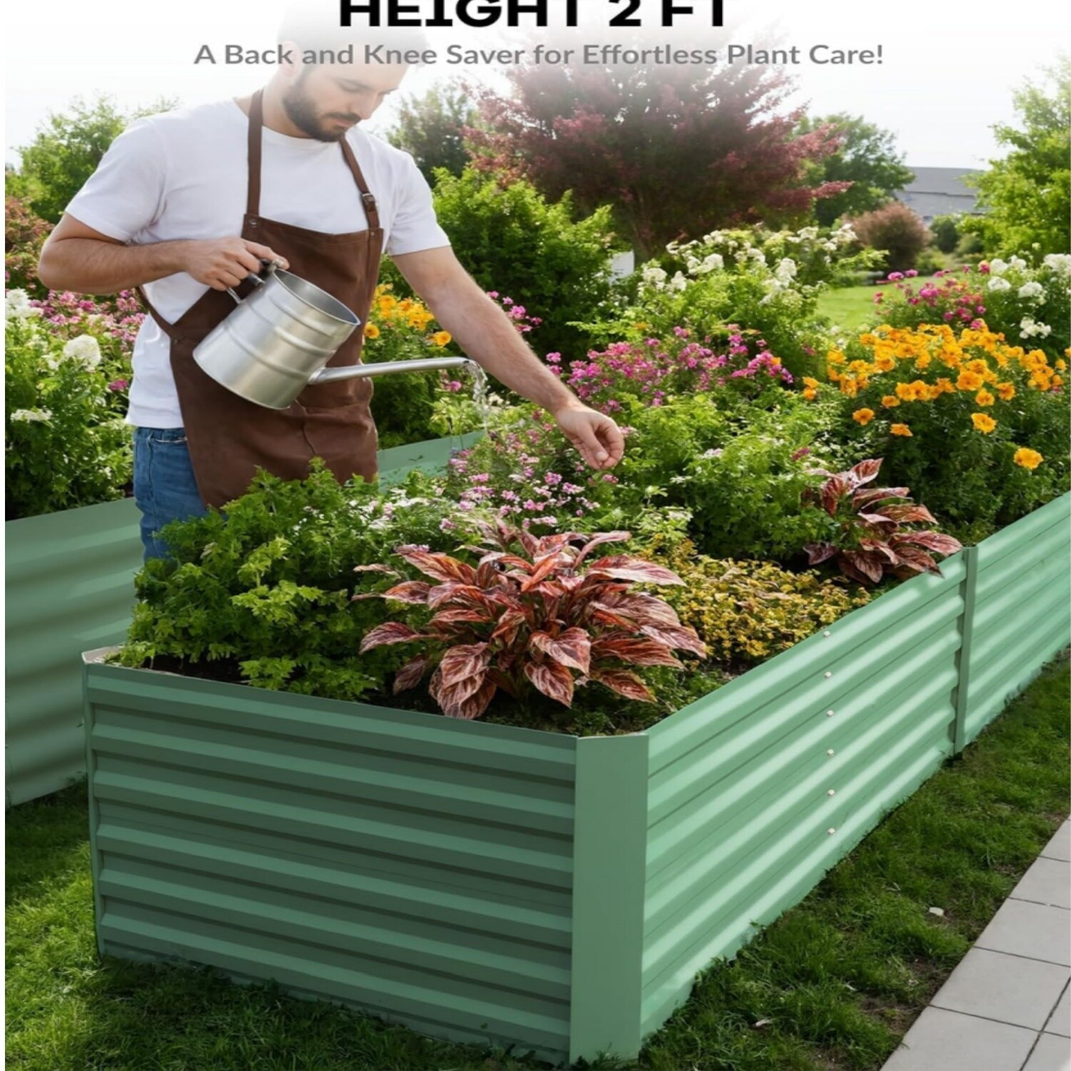 Garvee 2-Pack 6x2x3FT Raised Garden Bed for Outdoor Gardening Deep Root ...
