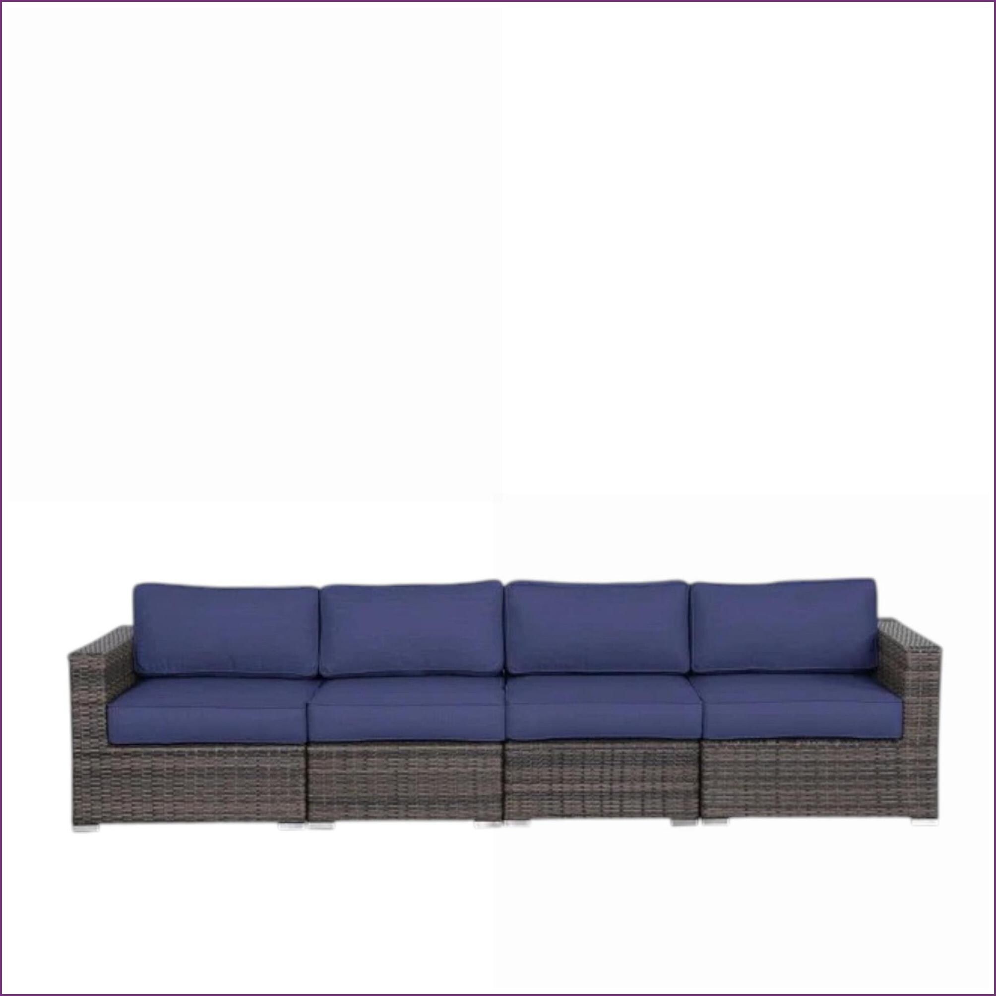 Watnature Outdoor Wicker Patio Sofa 122 Wide 4 Piece Fully Assembled ...