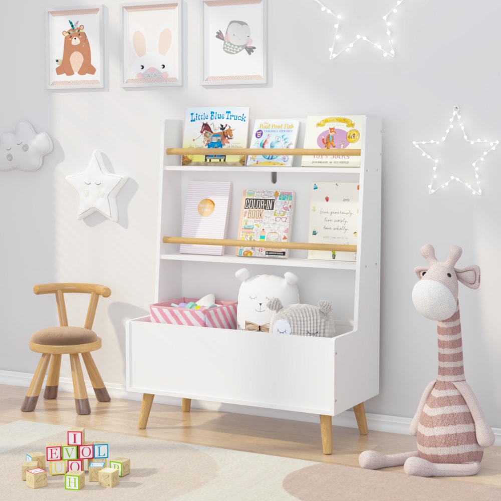 Wooakway 3 Tier Kids Bookcase Toy Storage and Childrens Storage Cabinet ...