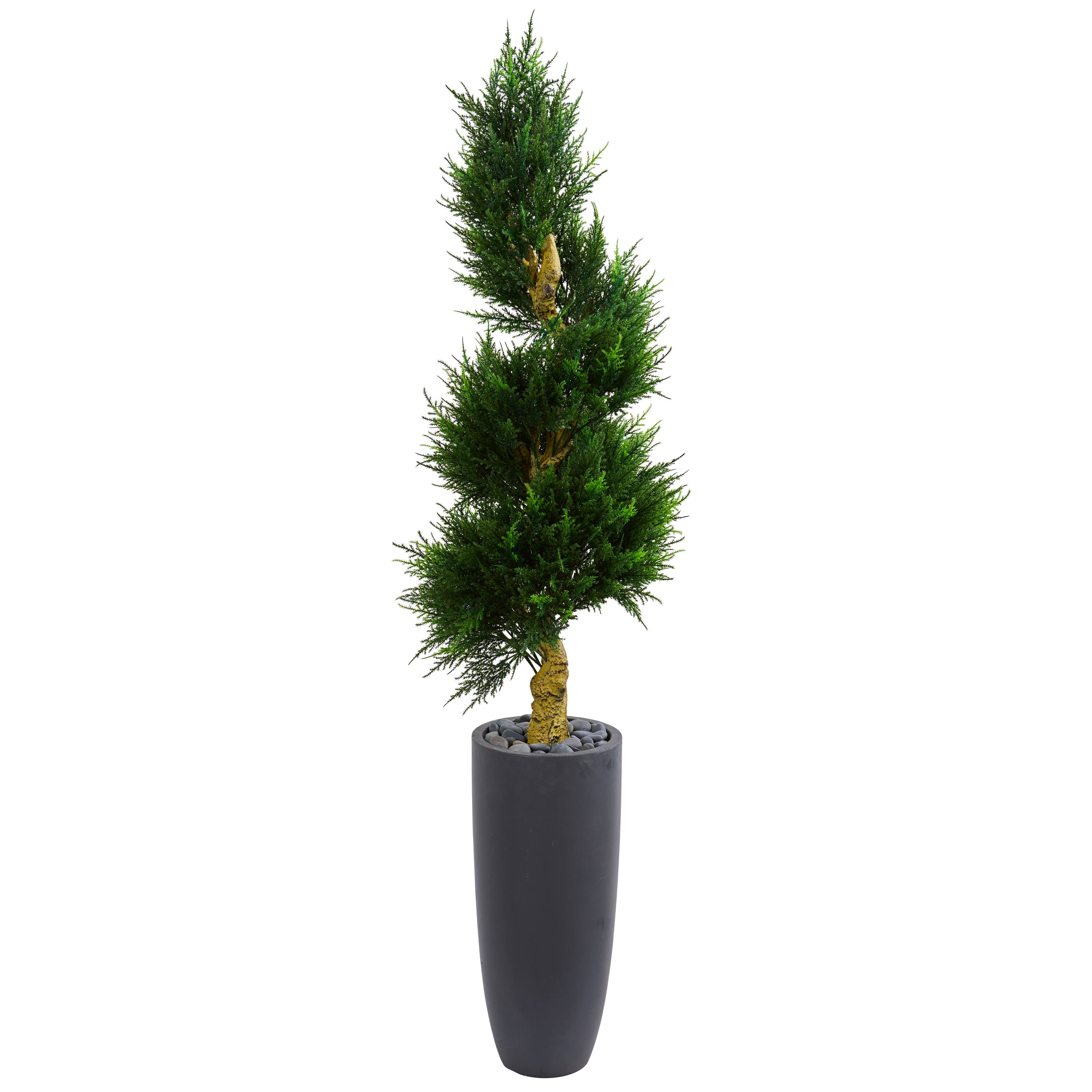 Nearly Natural 6-ft Spiral Cypress Artificial Tree in Cylinder Planter ...