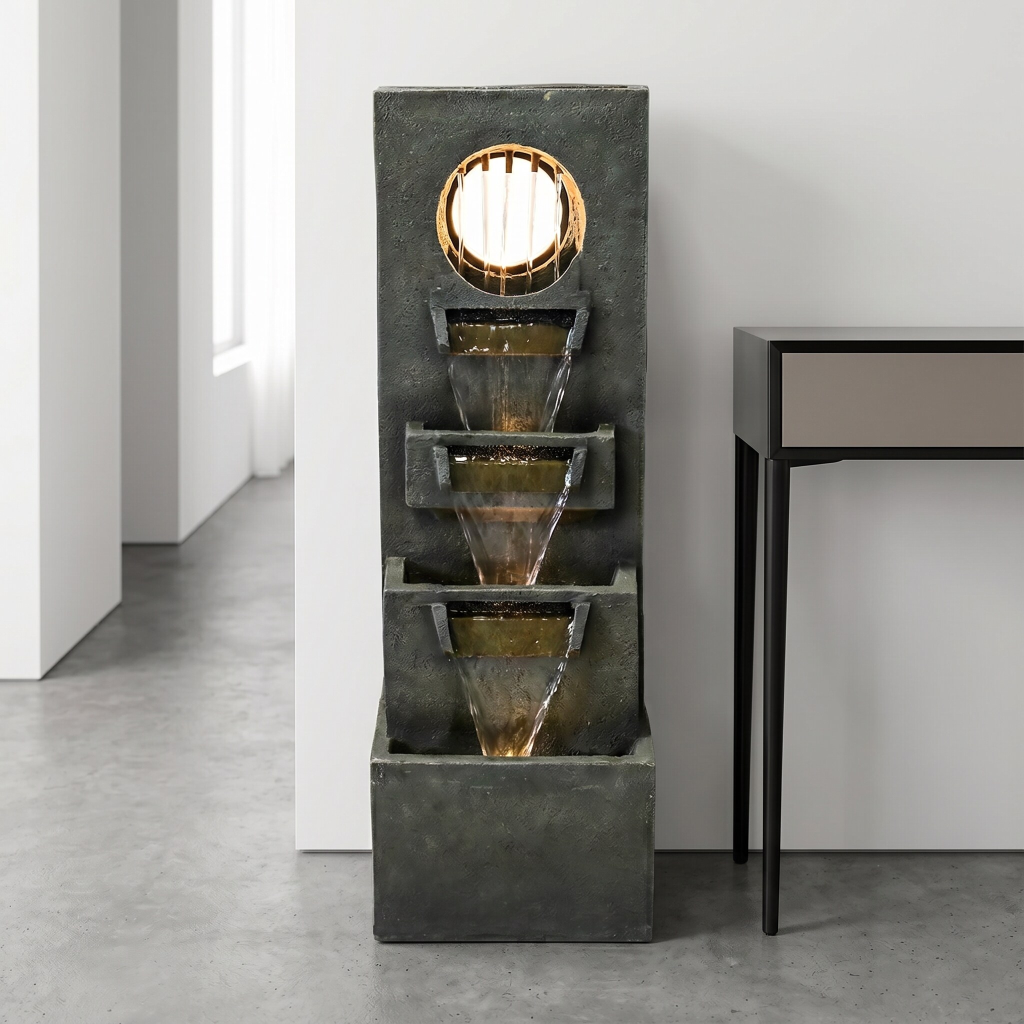 Watnature 39.3 Inch H 4 Tier Modern Cascading Fountain Indoor Outdoor ...