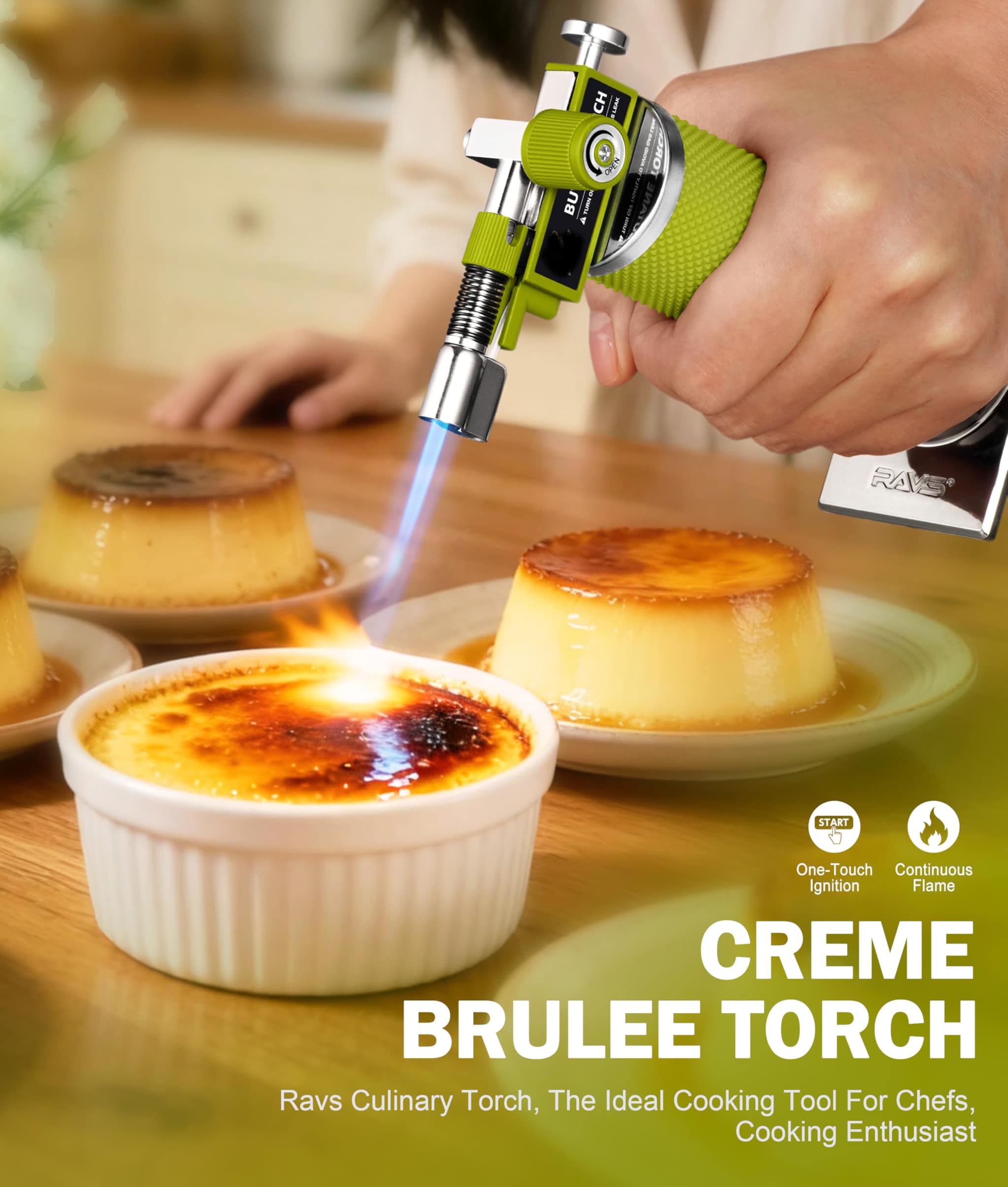 Etokfoks Dual Flame Mode Butane Torch Lighter Refillable Kitchen Torch ...