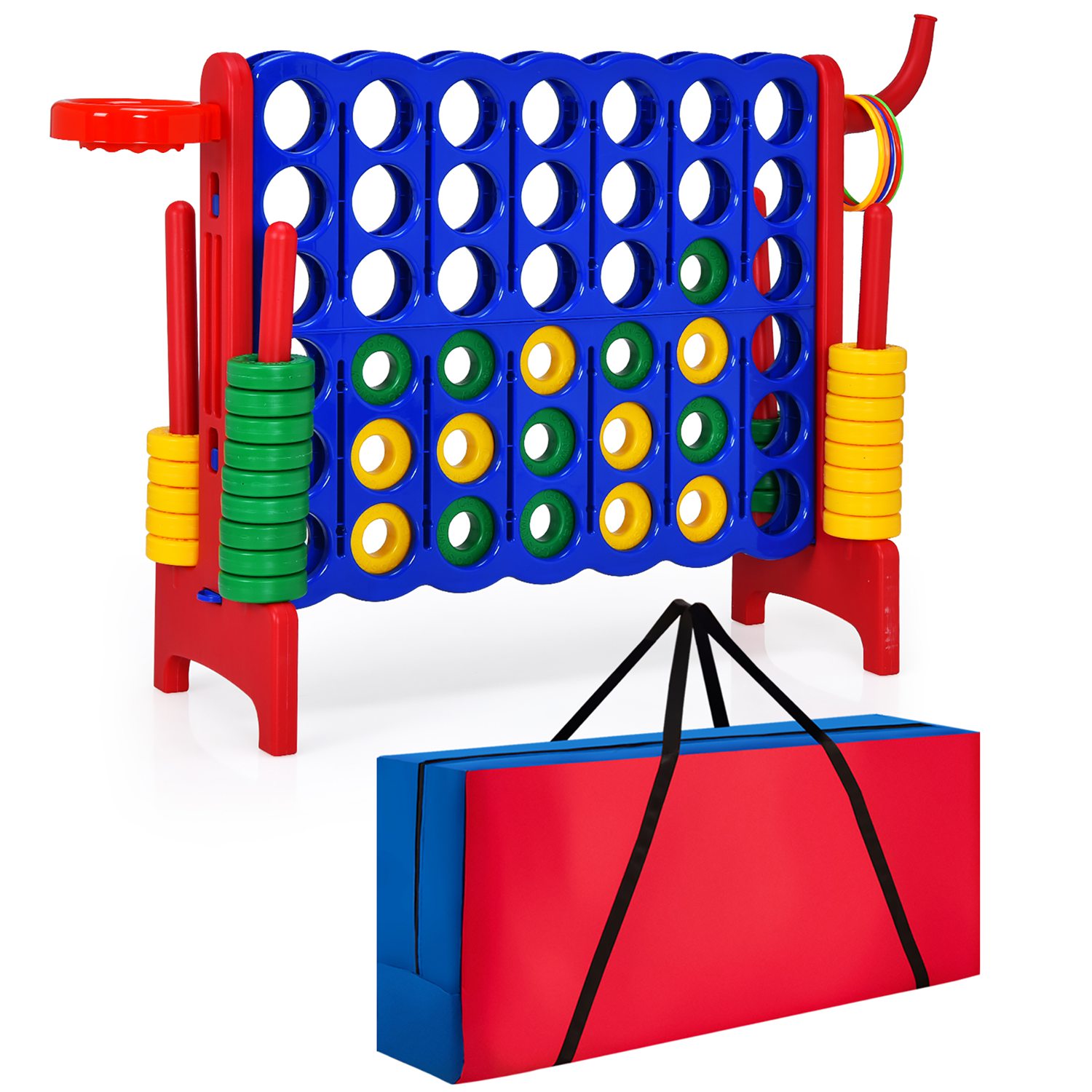 Costway Giant 4-In-A-Row Jumbo 4-to-Score Game Set With Storage ...