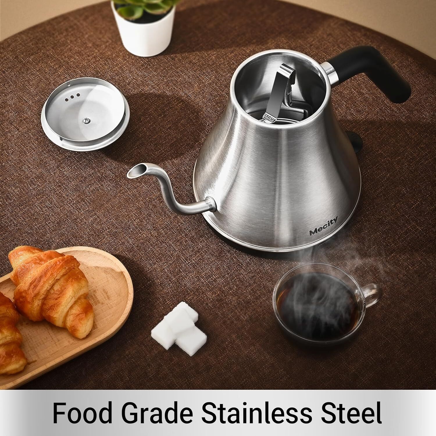 Mecity Electric Gooseneck Kettle Stainless Steel Water Boiler 27 fl oz ...