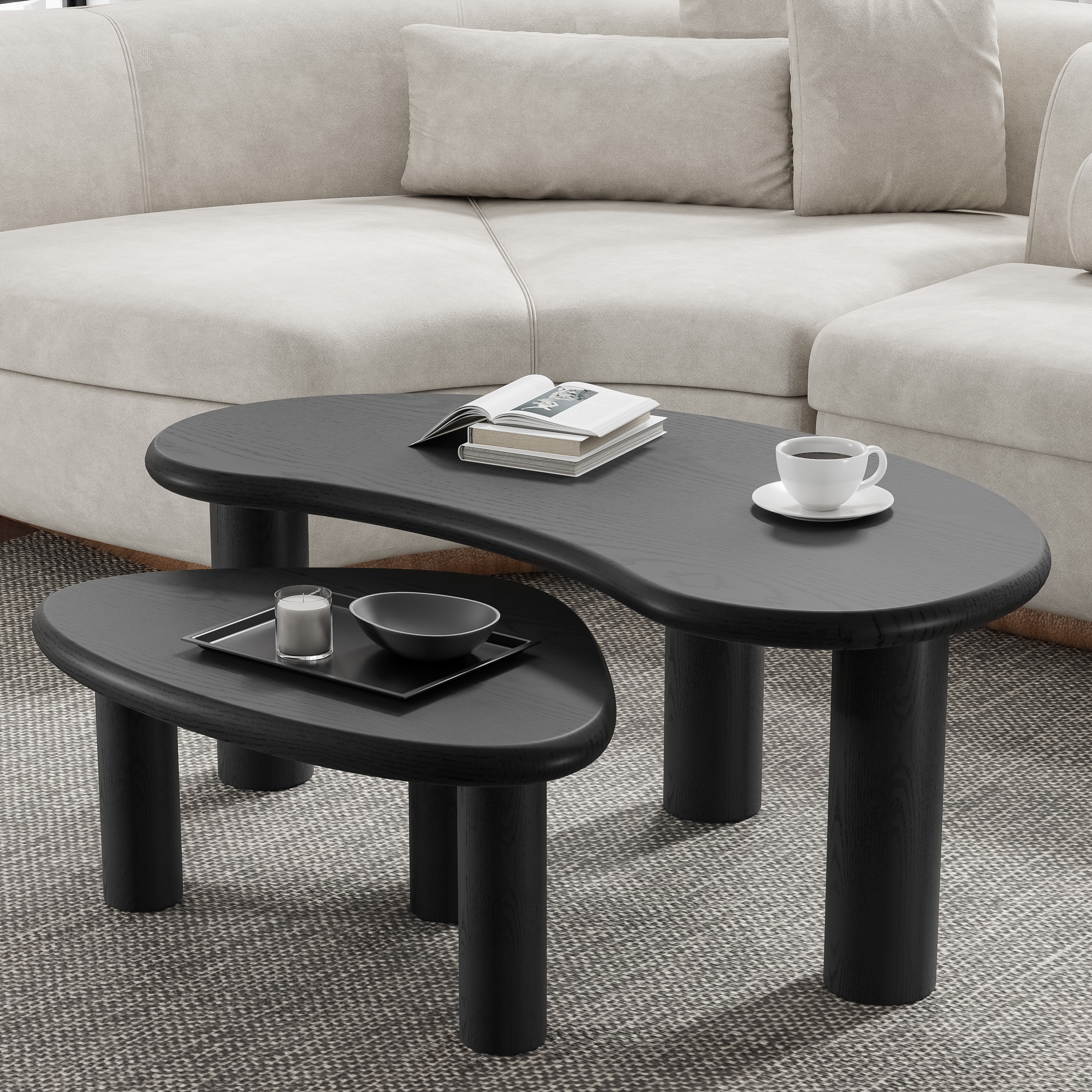Dovelina 48 and 33.5-in W Nesting Coffee Tables Set of 2 Modern Cashew ...