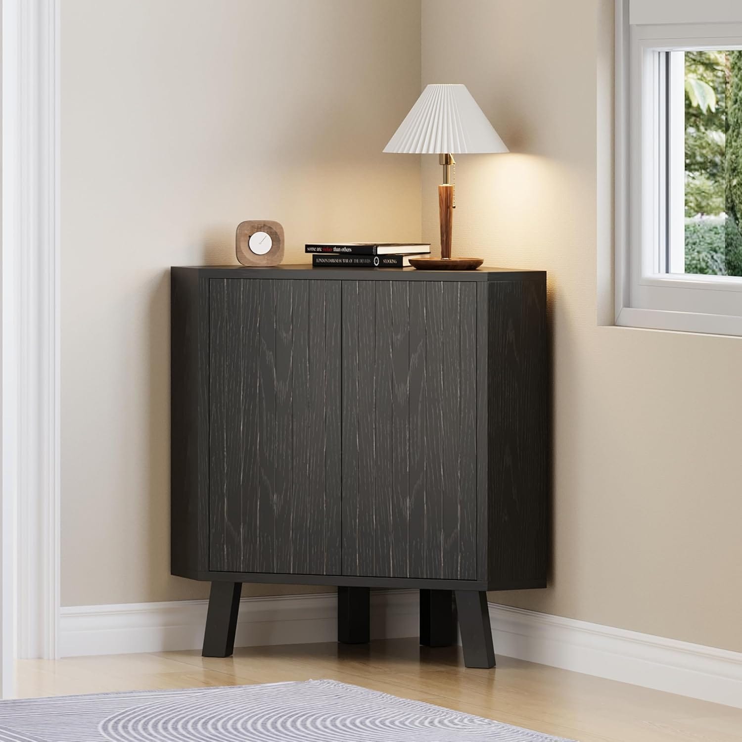 Garvee Panel MDF Corner Cabinet Adjustable Shelf Living Room Corner ...