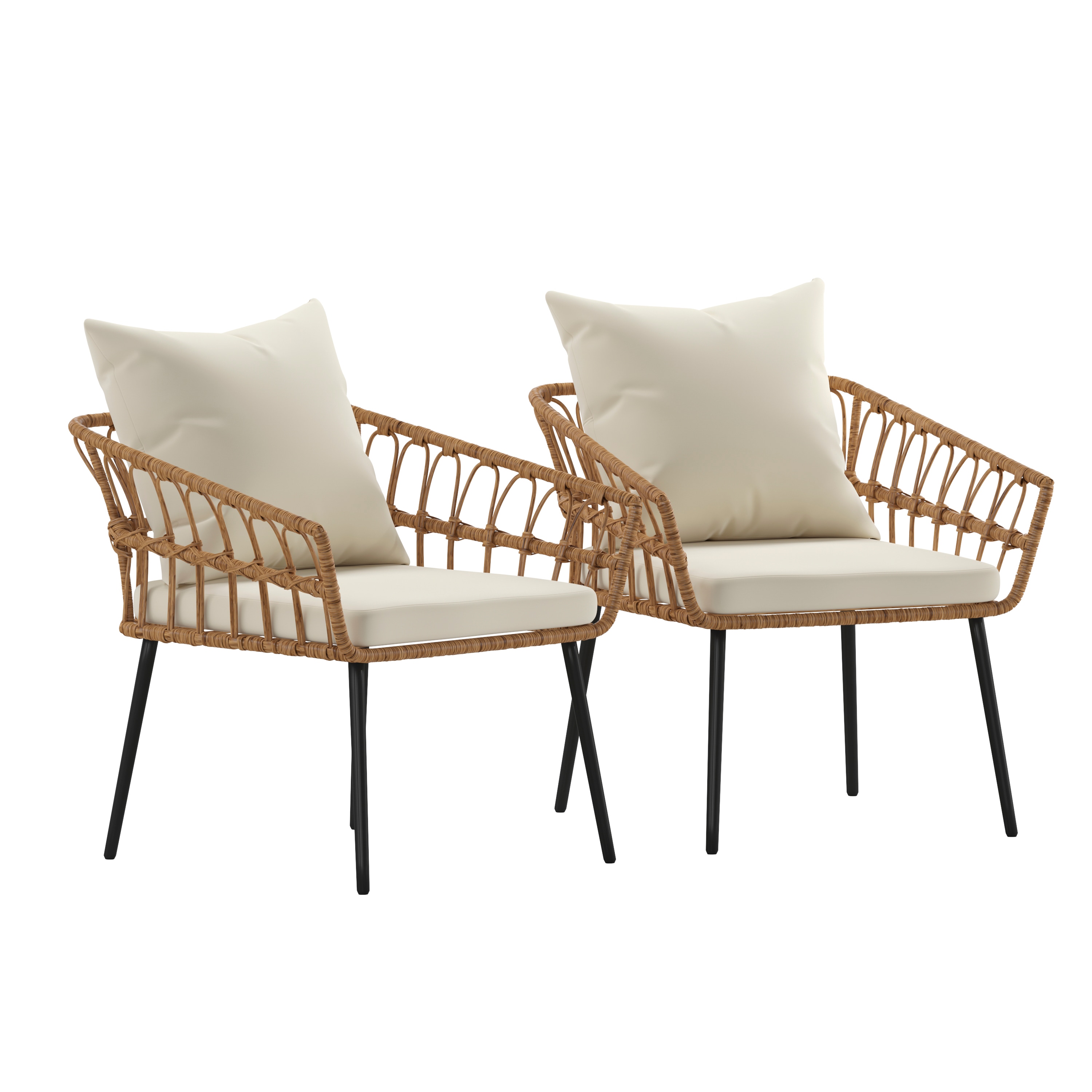 Merrick Lane Armon Set of Two Indoor/Outdoor Boho Style Natural Open ...