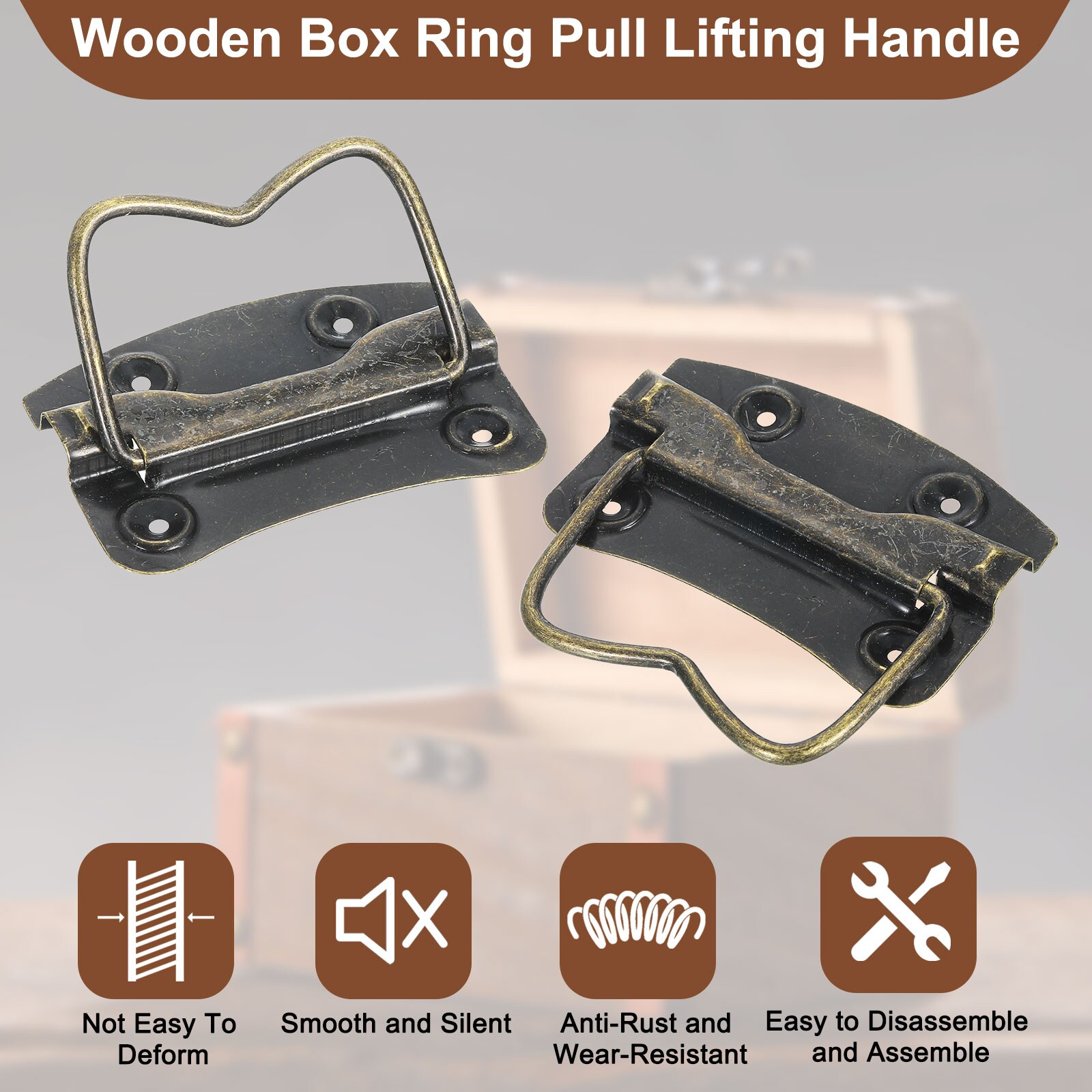 Unique Bargains 2pcs Chest Handles 76 x 50mm Side Ring Pull Lifting ...