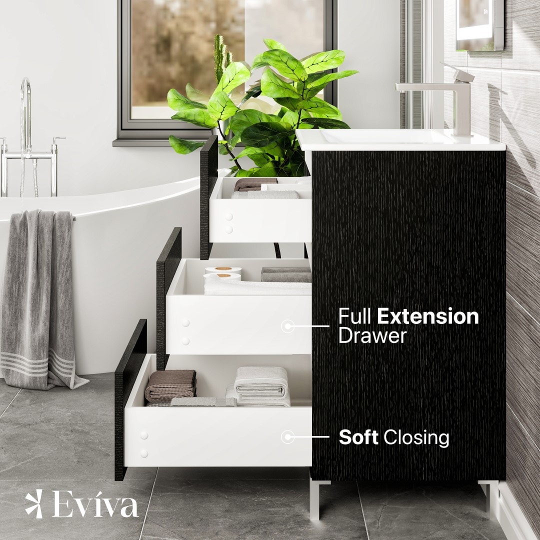 Eviva Joy 24-in Blackwood Single Sink Bathroom Vanity with White ...