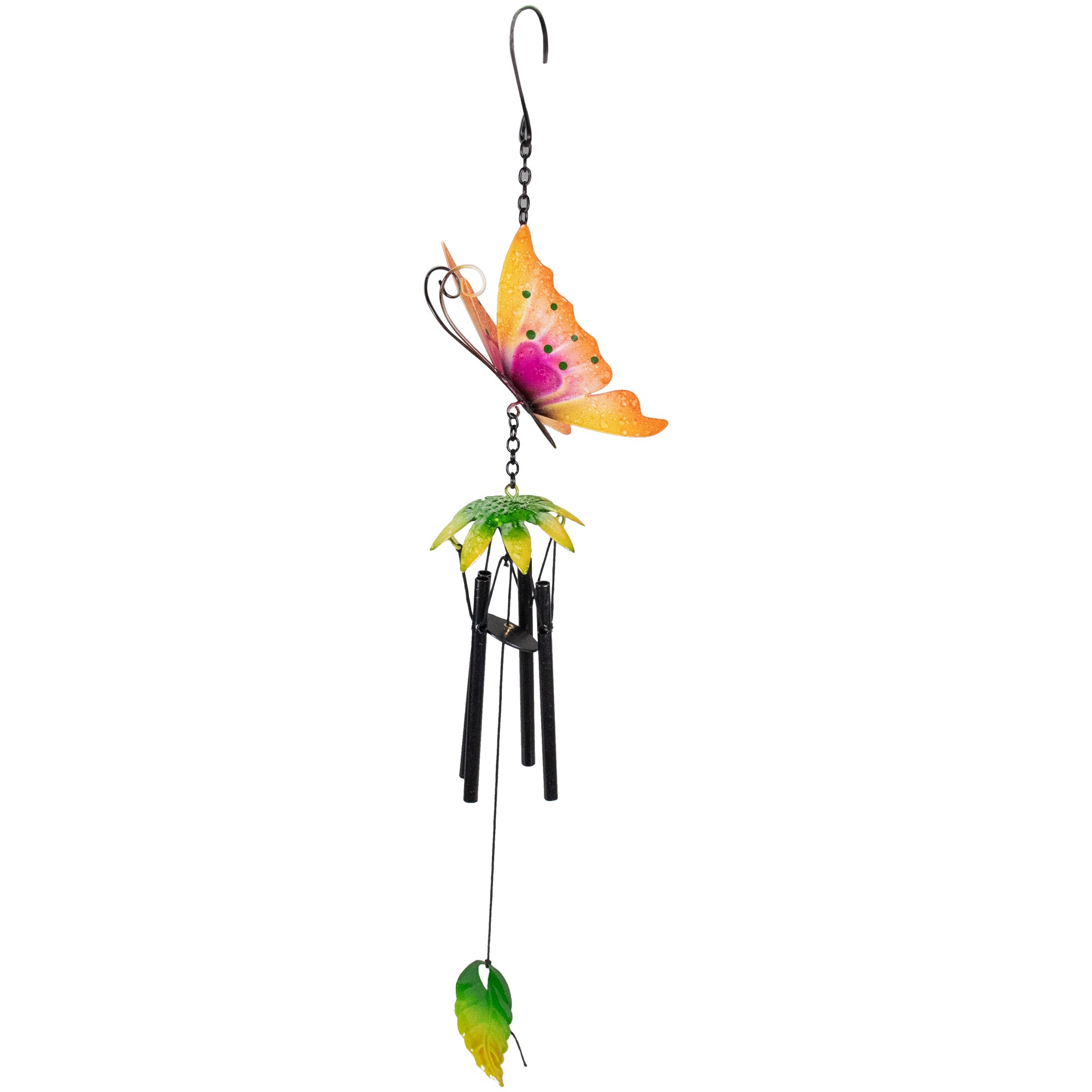 Northlight 19 inch Orange Metal Butterfly Outdoor Garden Windchime in ...