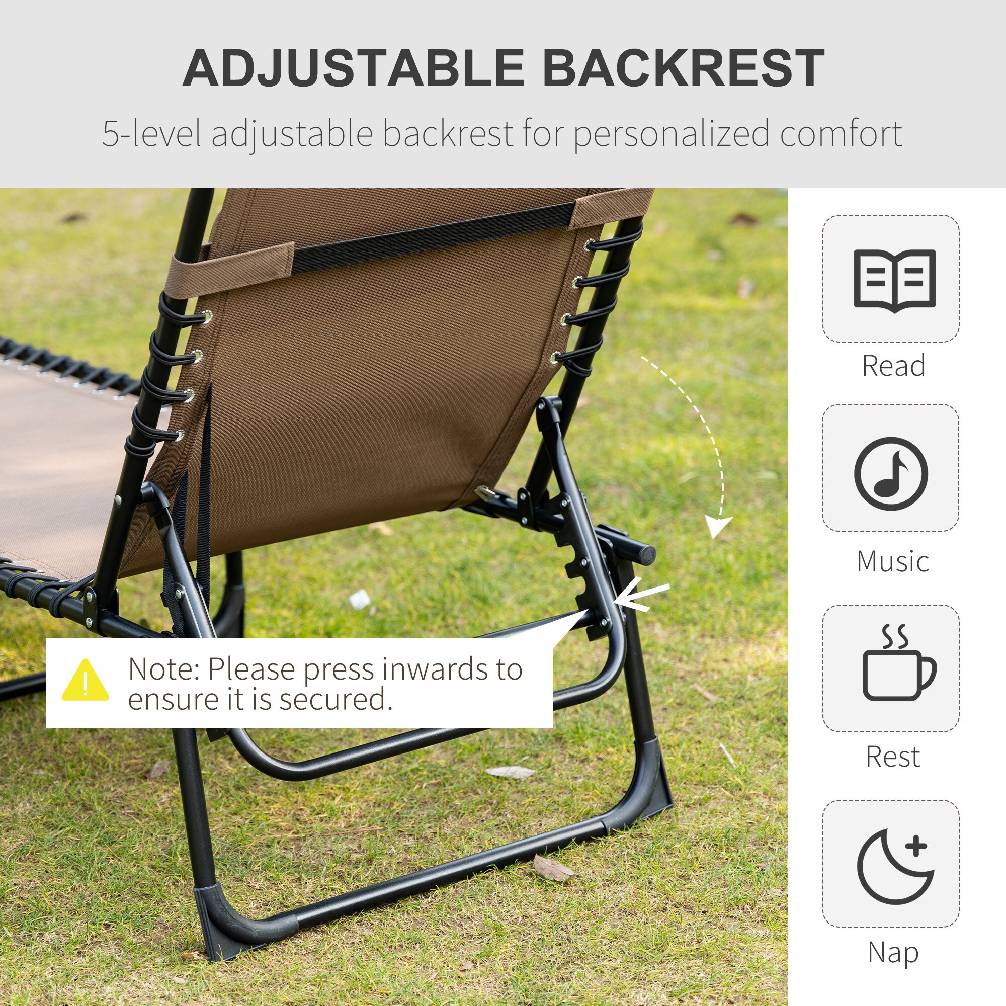 Outsunny Reclining Chaise Lounge Chair Portable Sun Lounger Folding ...