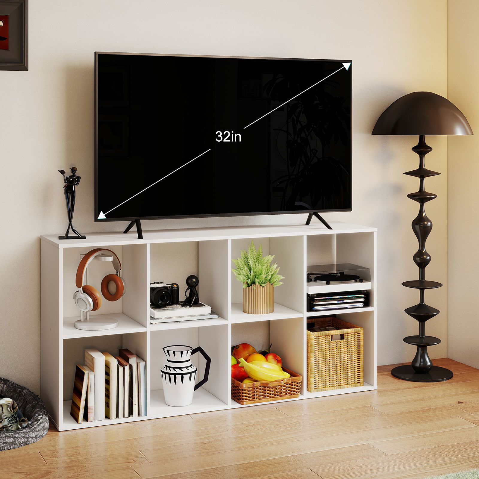 OOU 8 Cube Open Bookshelf with Removable Back Panels White Display ...
