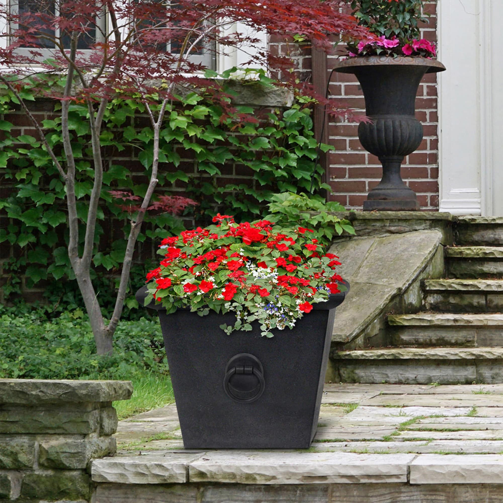 Tierra Verde Square 23-in W x 23-in L Black Rubber Indoor/Outdoor Self ...