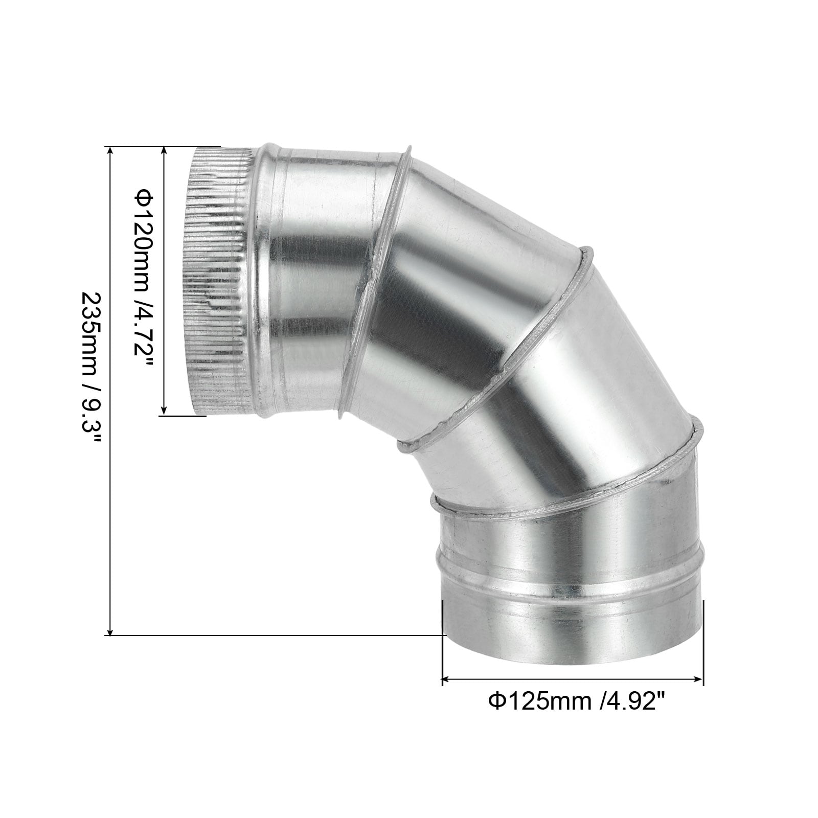PATIKIL 5 Inch OD 90 Degree Elbow Duct Pipe Connector HVAC Ventilation ...
