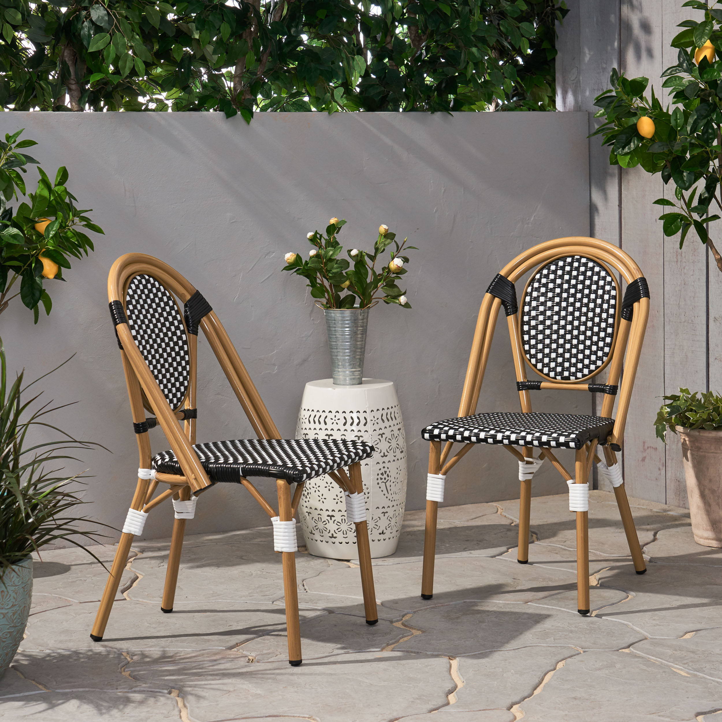 Christopher Knight Home Set Of 2 Outdoor PE Ratten And Aluminum French ...