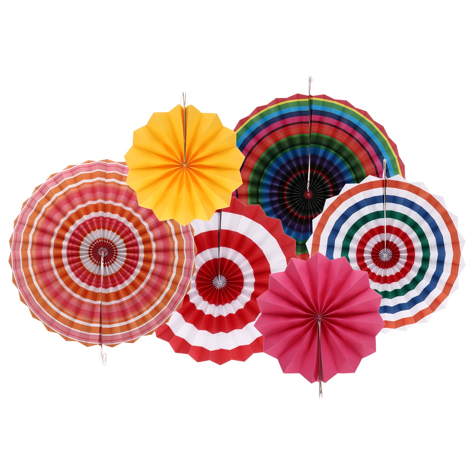 Unique Bargains Hanging Paper Fans Set Round Pattern Paper Garlands ...