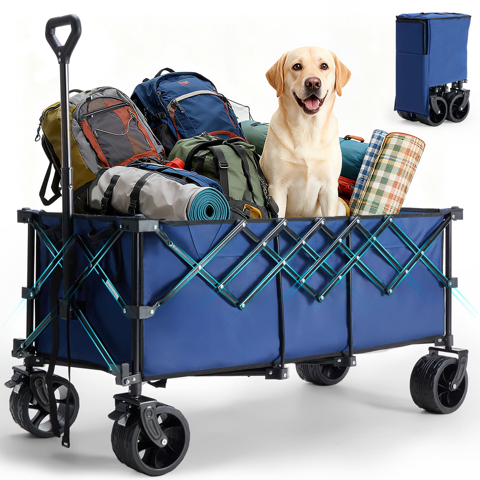 Sweetcrispy 440 lbs Capacity Collapsible Folding Utility Wagon Cart ...