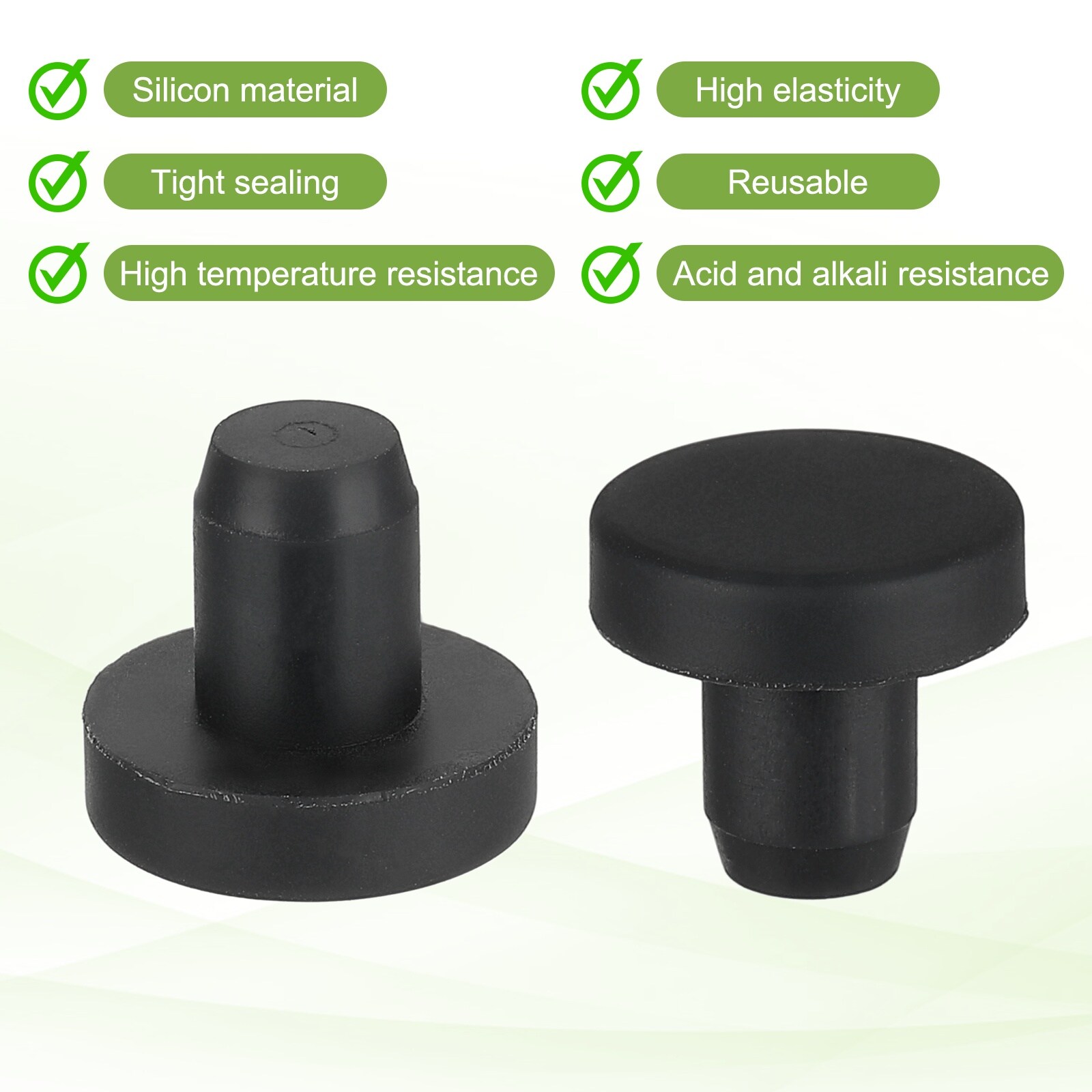 Unique Bargains 35pcs Silicone Hole Plug 8mm Black High Temp T Type ...